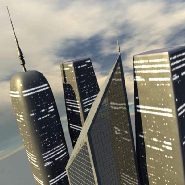 futuristic skyscrapers buildings 3d model