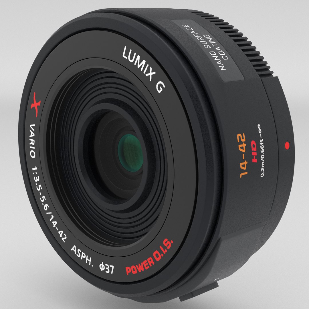 3D Model Panasonic Lumix G X Vario PZ 14-42mm POWER OIS Lens Black ...
