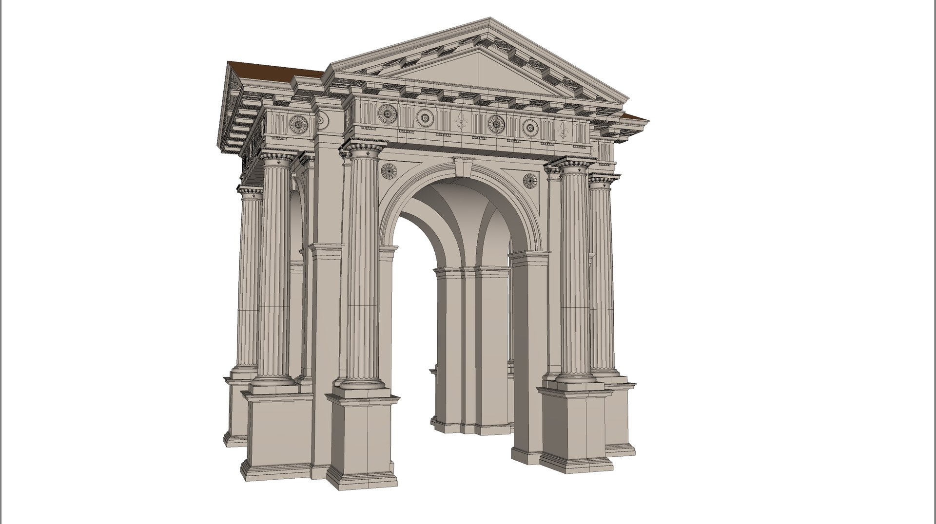 3D Arched Portico In Doric Mutulary Order Column Gazebo - TurboSquid ...