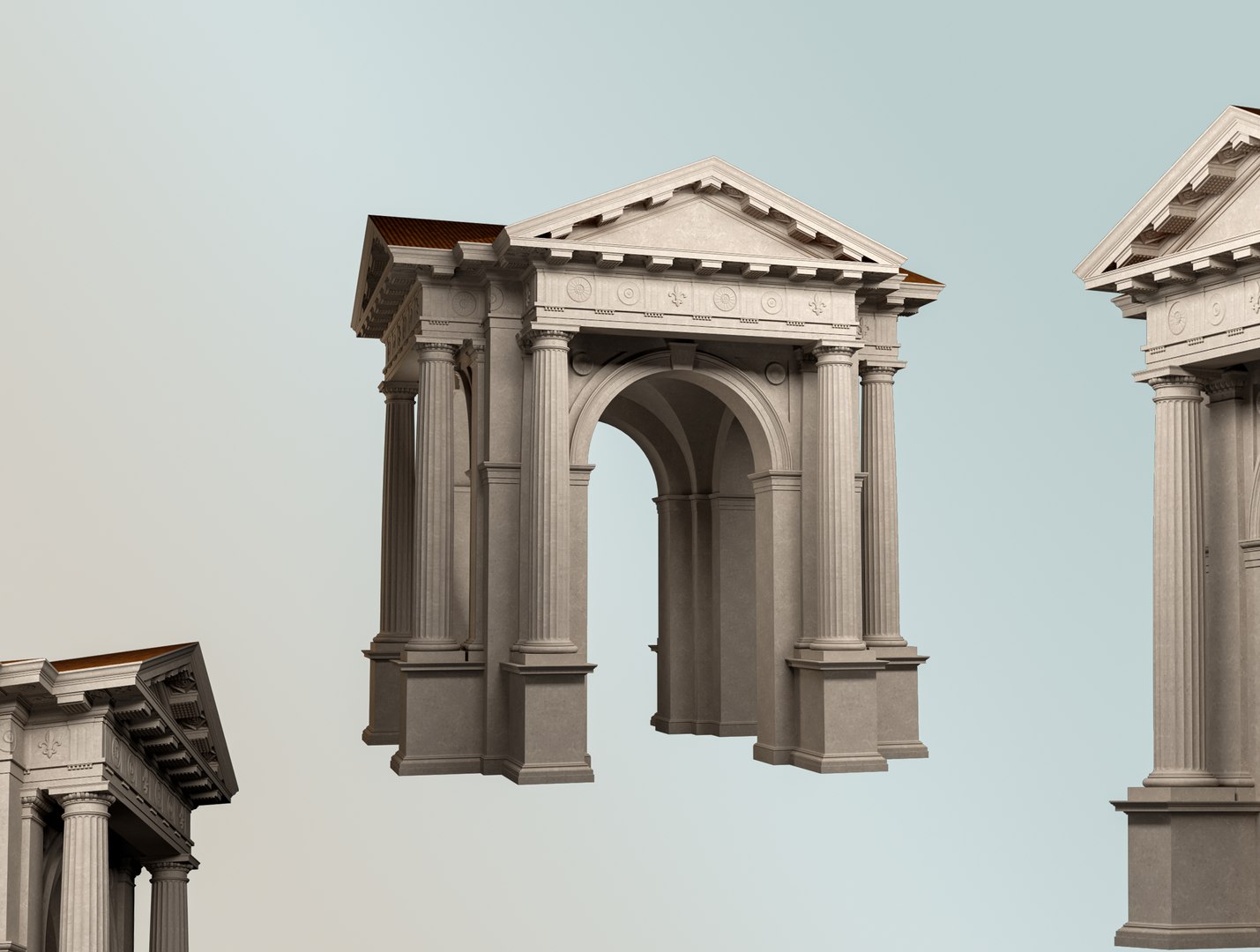 3D Arched Portico In Doric Mutulary Order Column Gazebo - TurboSquid ...