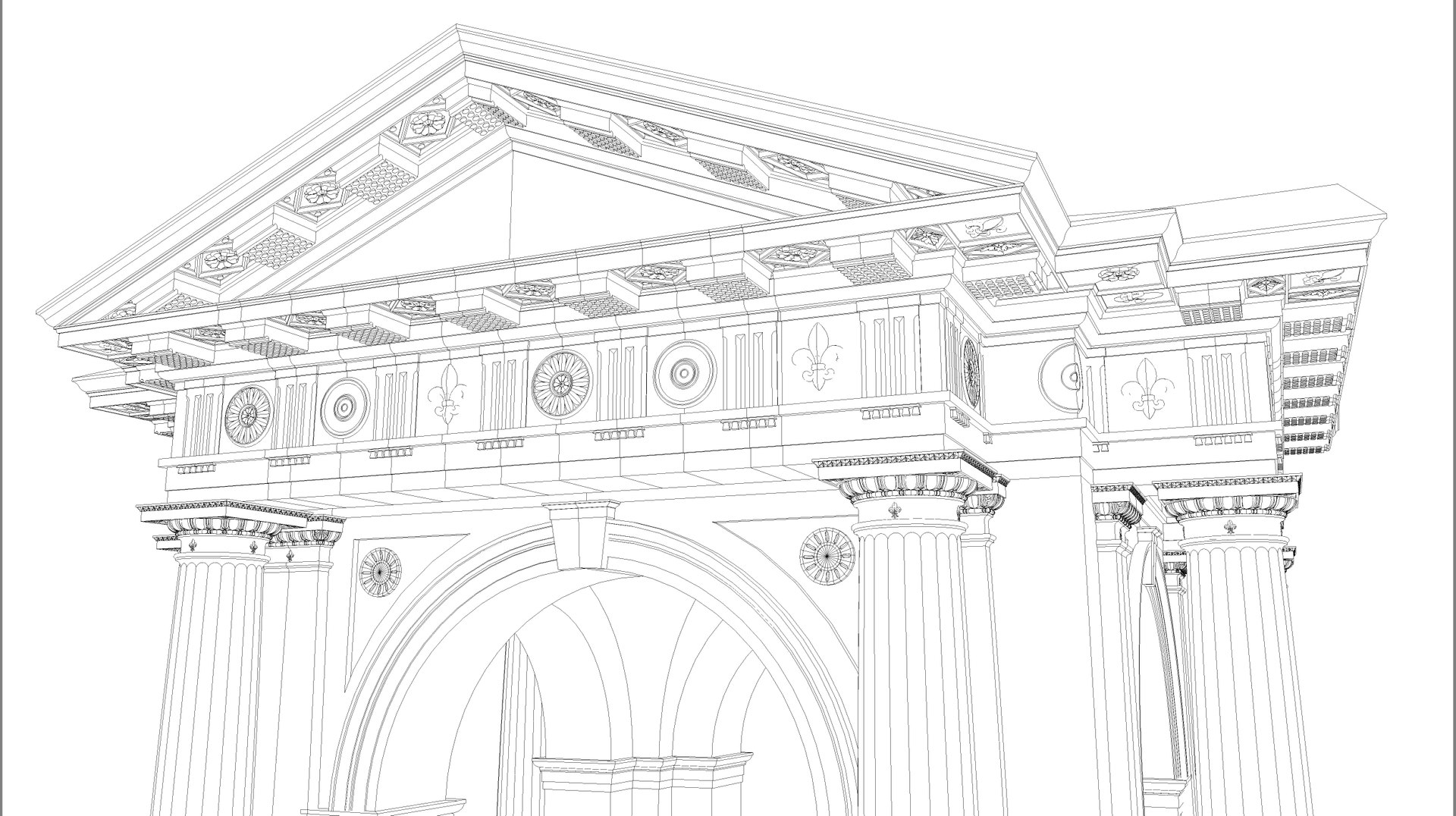 3D Arched Portico In Doric Mutulary Order Column Gazebo - TurboSquid ...