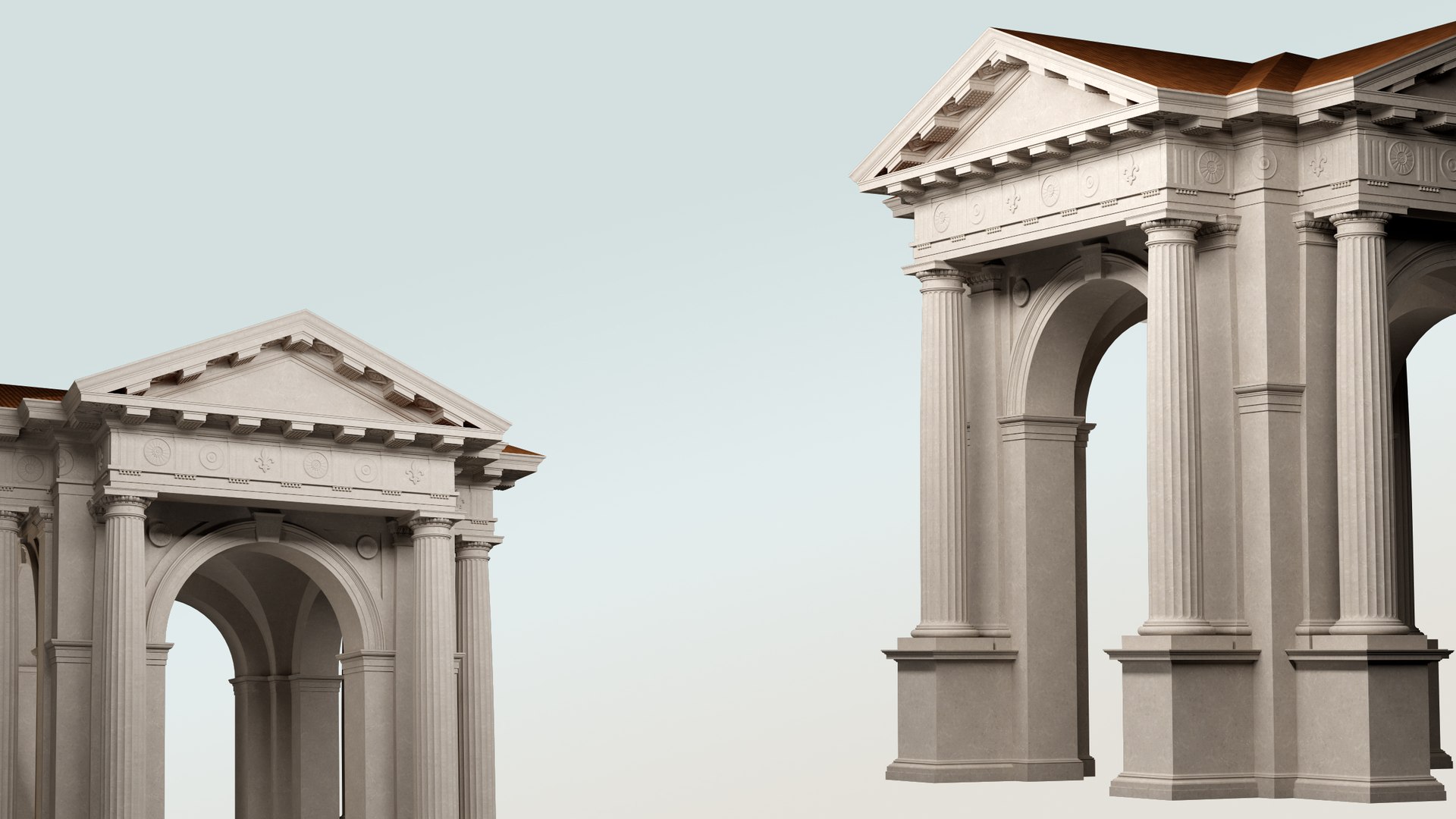3D Arched Portico In Doric Mutulary Order Column Gazebo - TurboSquid ...