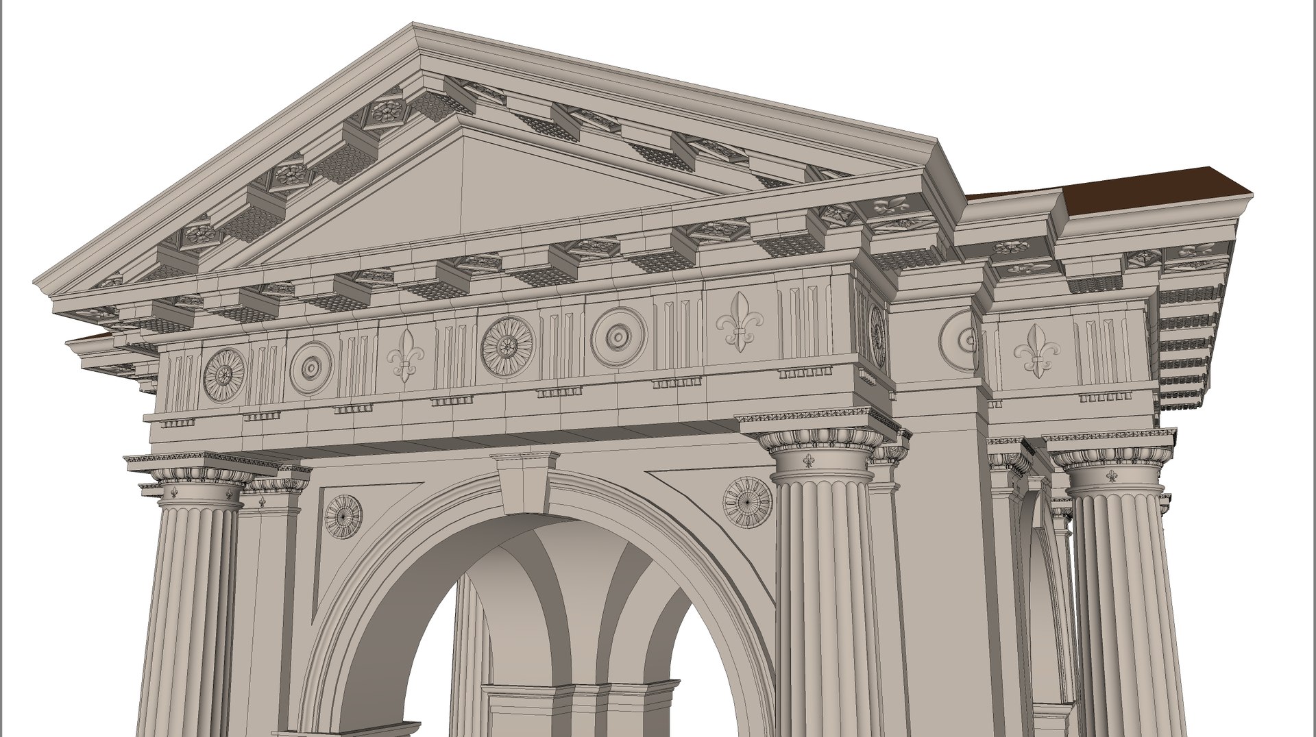3D Arched Portico In Doric Mutulary Order Column Gazebo - TurboSquid ...