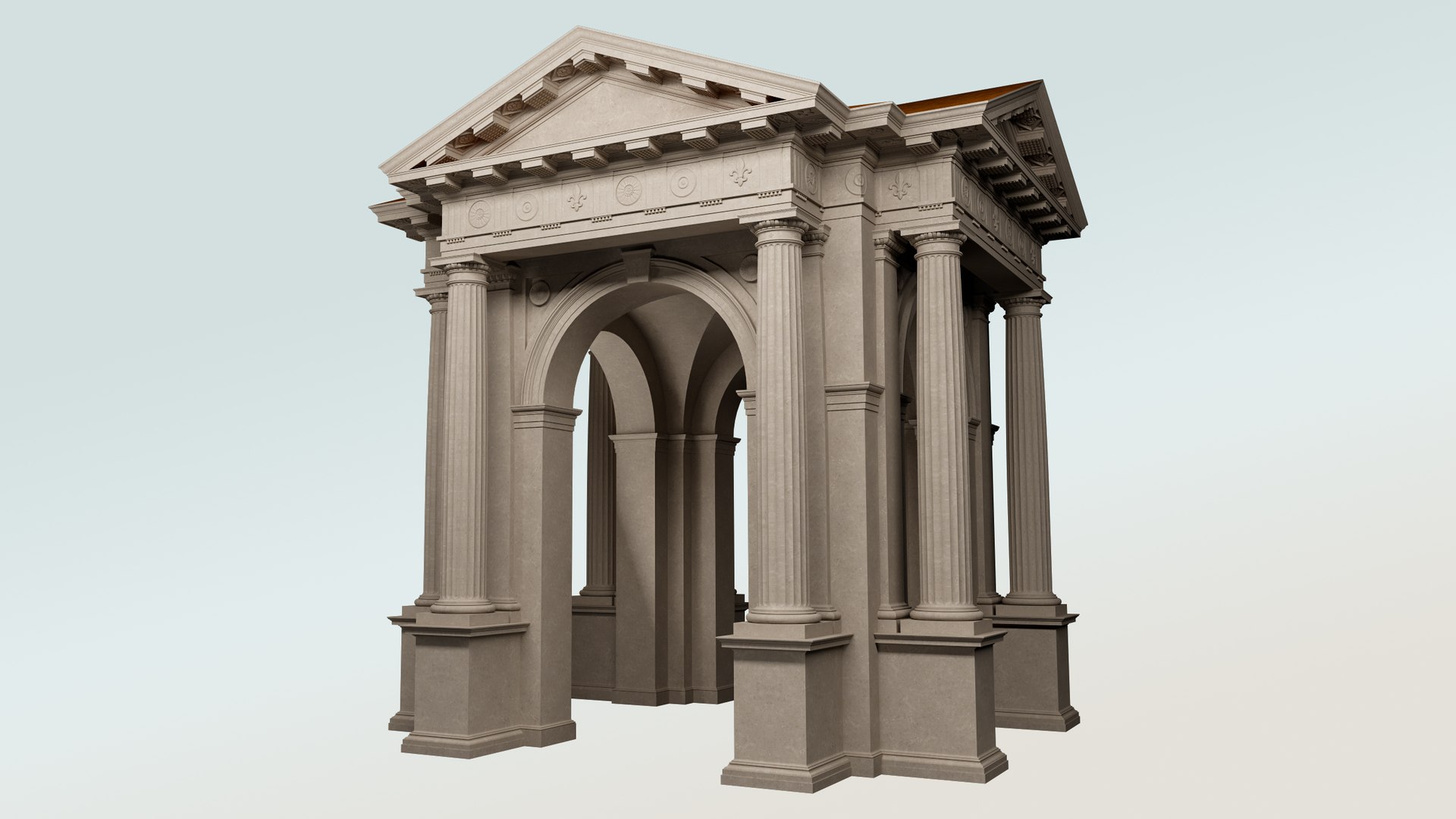 3D Arched Portico In Doric Mutulary Order Column Gazebo - TurboSquid ...