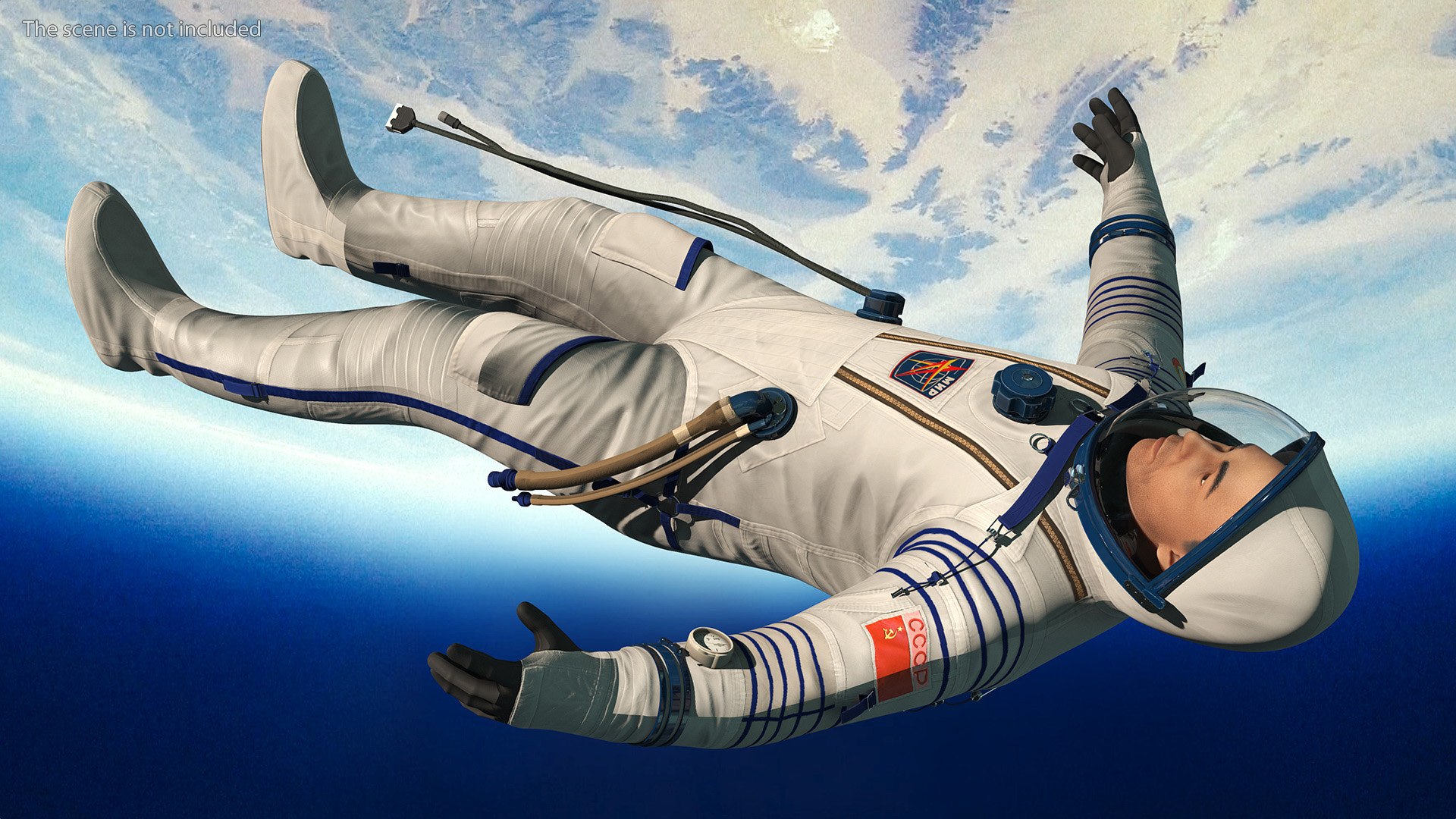 Russian Astronaut Wearing Sokol KV-2 Pressurized Spacesuit Fur 3D Model ...