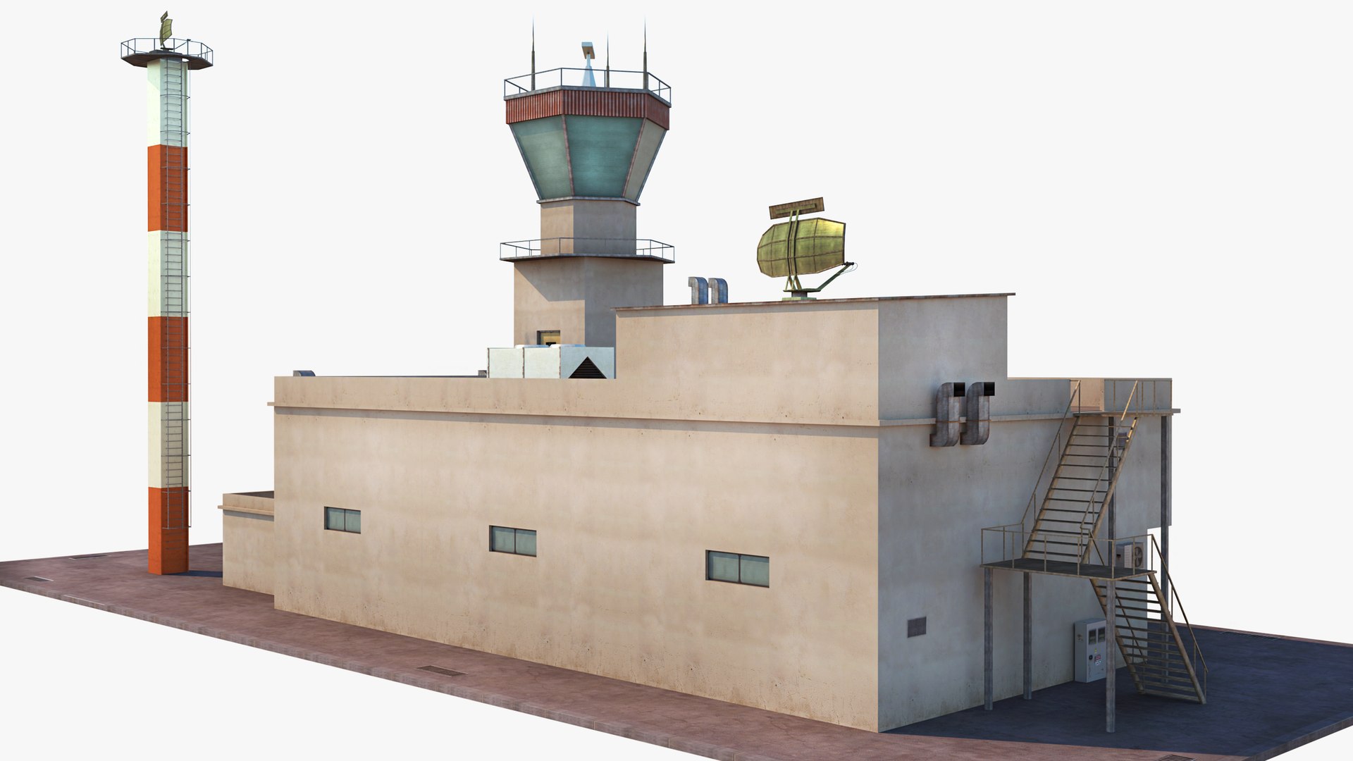3D airport terminal - control tower model - TurboSquid 1479926