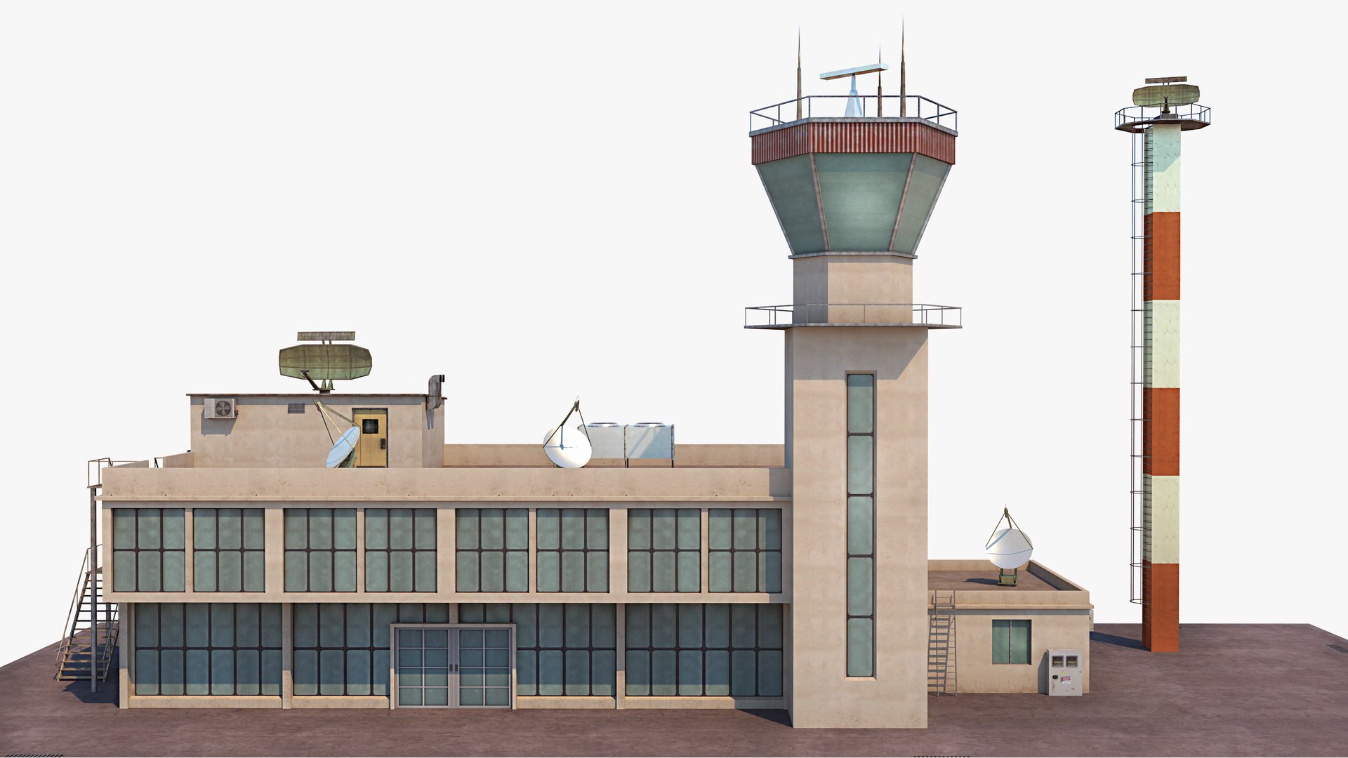 3D airport terminal - control tower model - TurboSquid 1479926