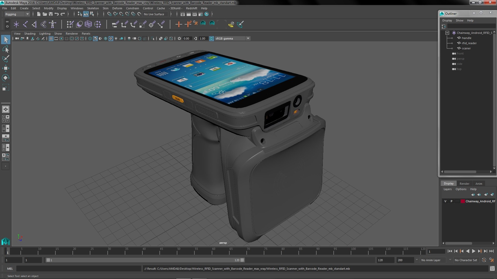Wireless RFID Scanner with Barcode Reader 3D model - TurboSquid 2063615