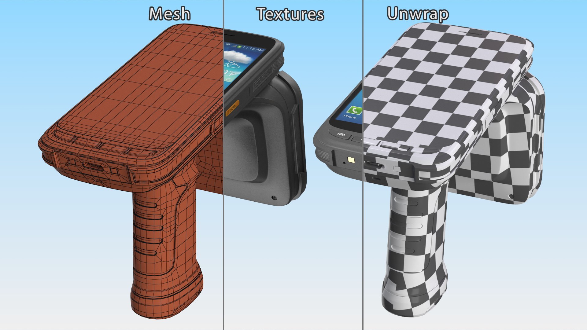 Wireless RFID Scanner with Barcode Reader 3D model - TurboSquid 2063615