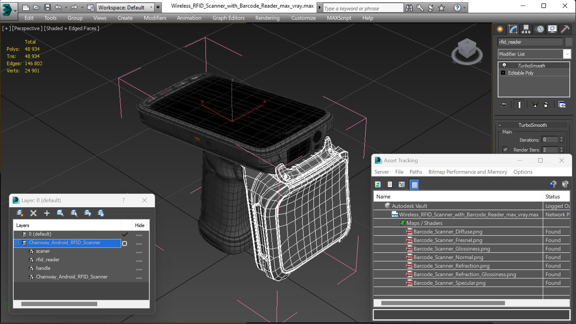 Wireless RFID Scanner with Barcode Reader 3D model - TurboSquid 2063615