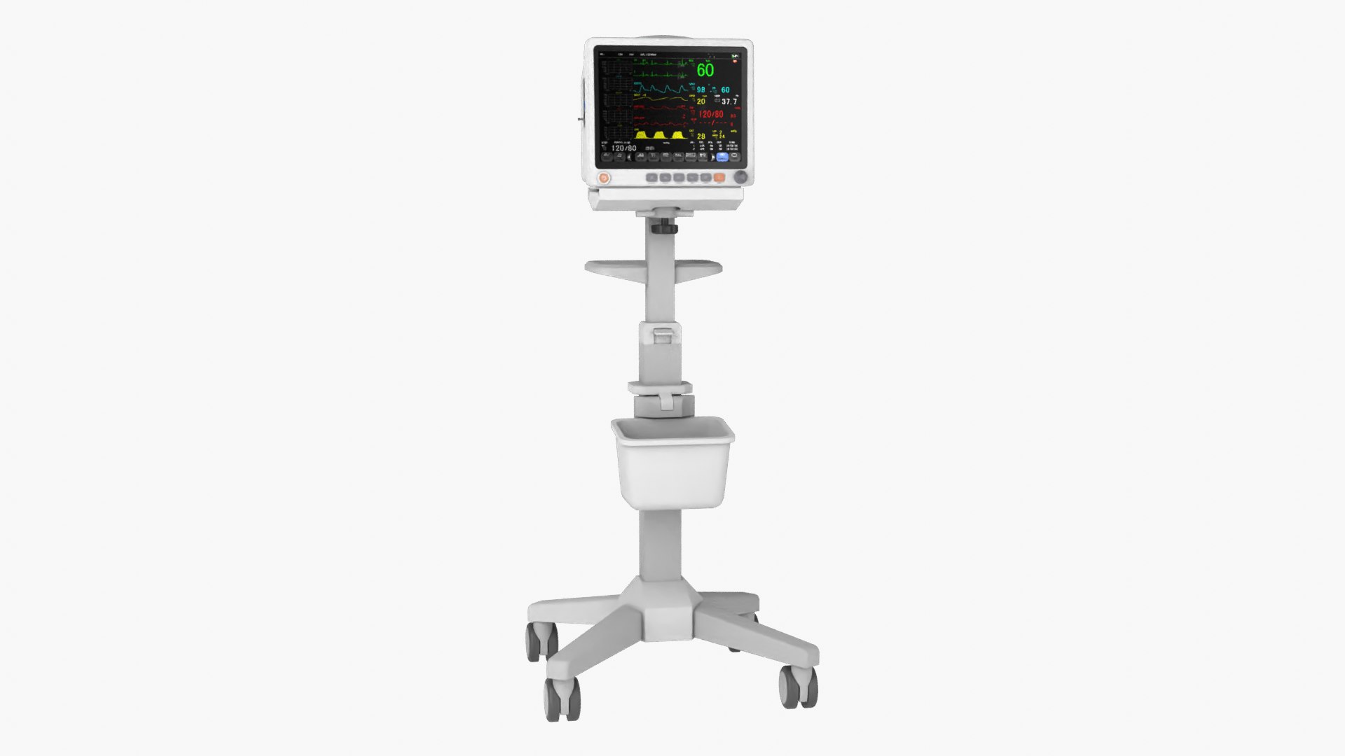 3D Model Patient Monitor Roll Stand - TurboSquid 2011485