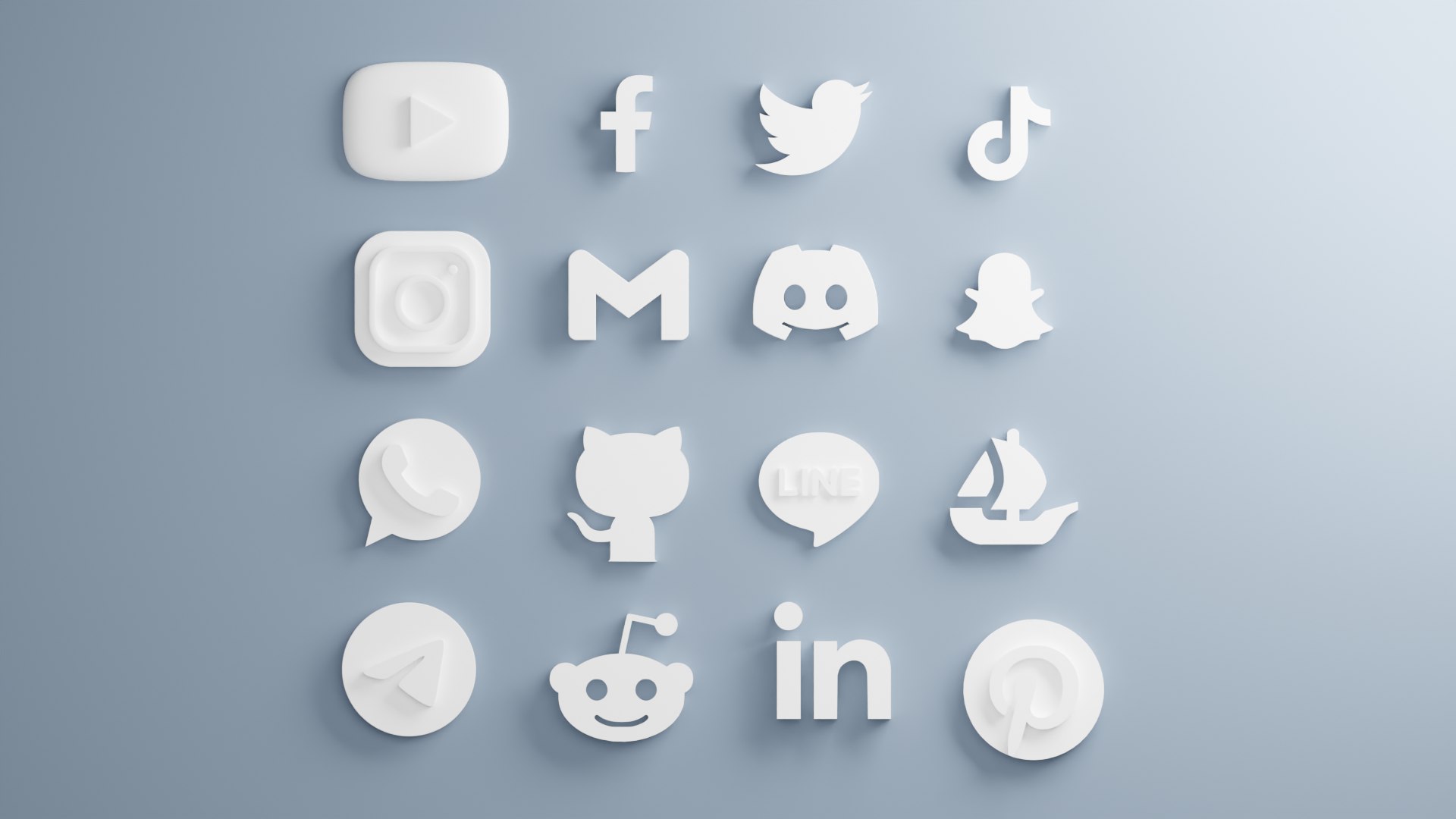 modelo 3d Set of Social Media 3D Icons 3D model - TurboSquid 2058425