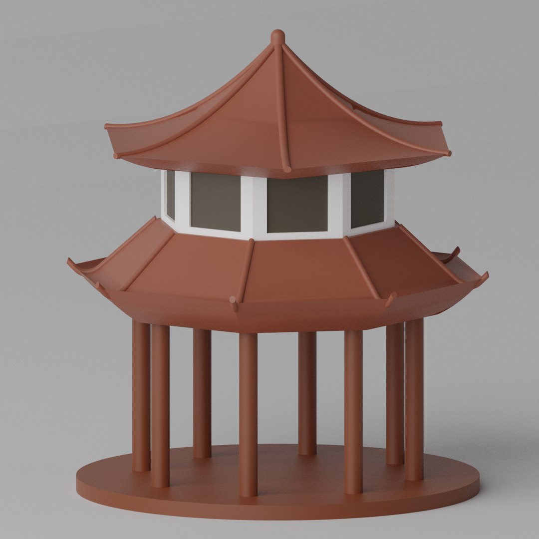 3D Cartoon Chinese Pavilion Model - TurboSquid 2245919