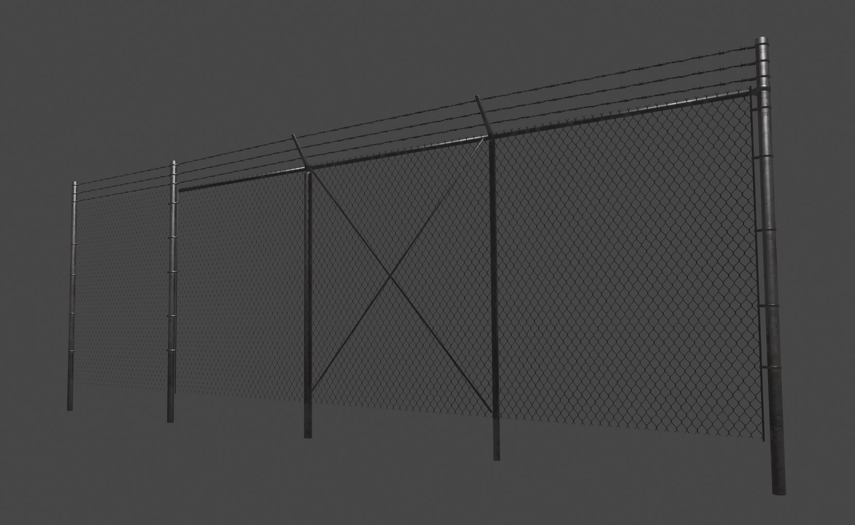 Free Chainlink Fence Low-Poly Modular 3D Model - TurboSquid 2043432