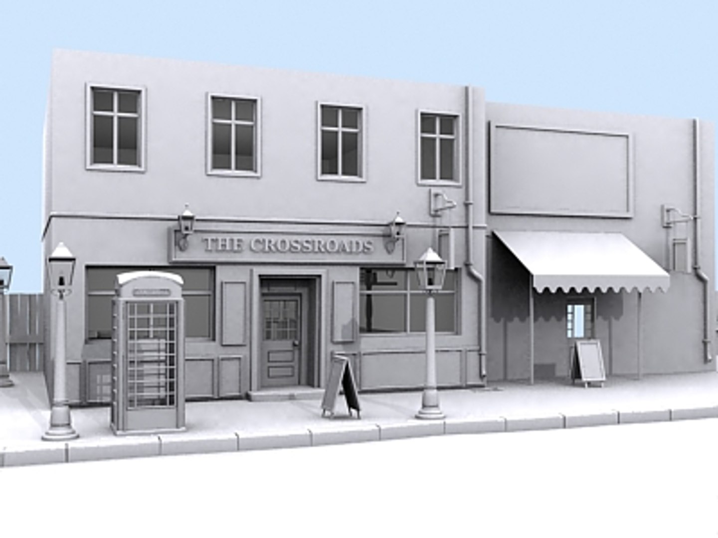 3d model of pub street