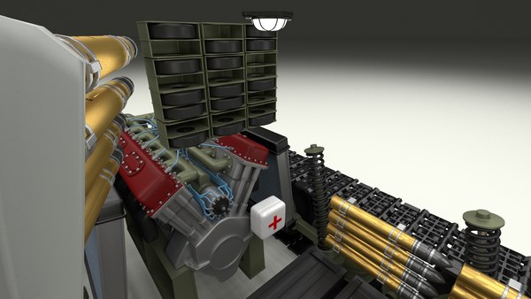 soviet t-34 interior engine 3d obj