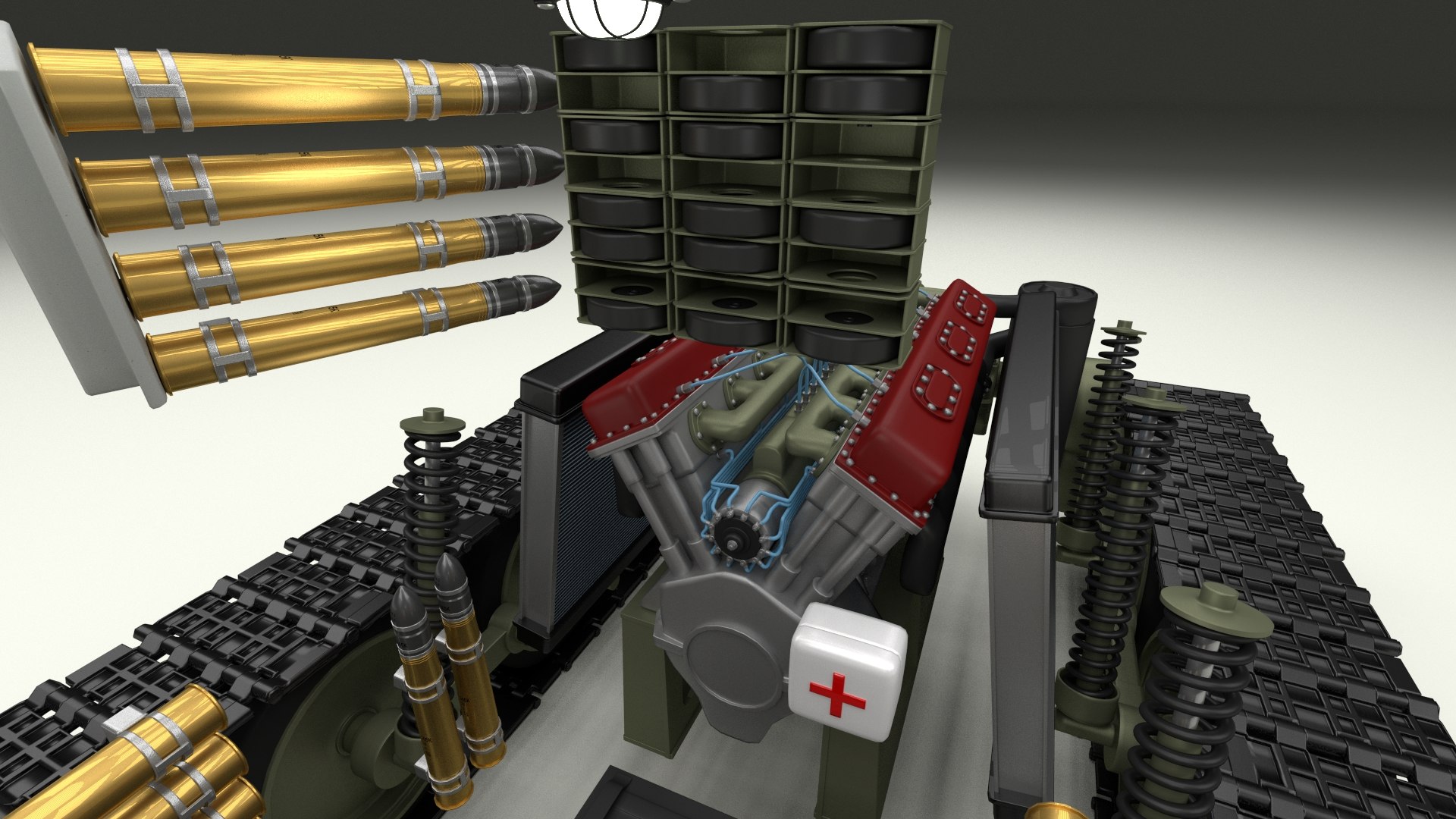 Soviet T-34 Interior Engine 3d Obj