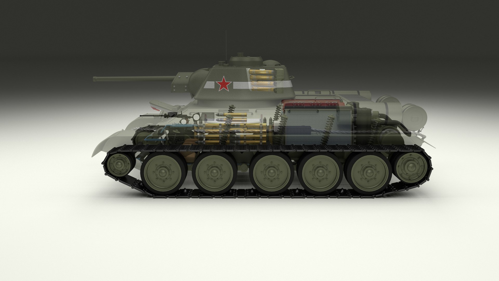Soviet T-34 Interior Engine 3d Obj