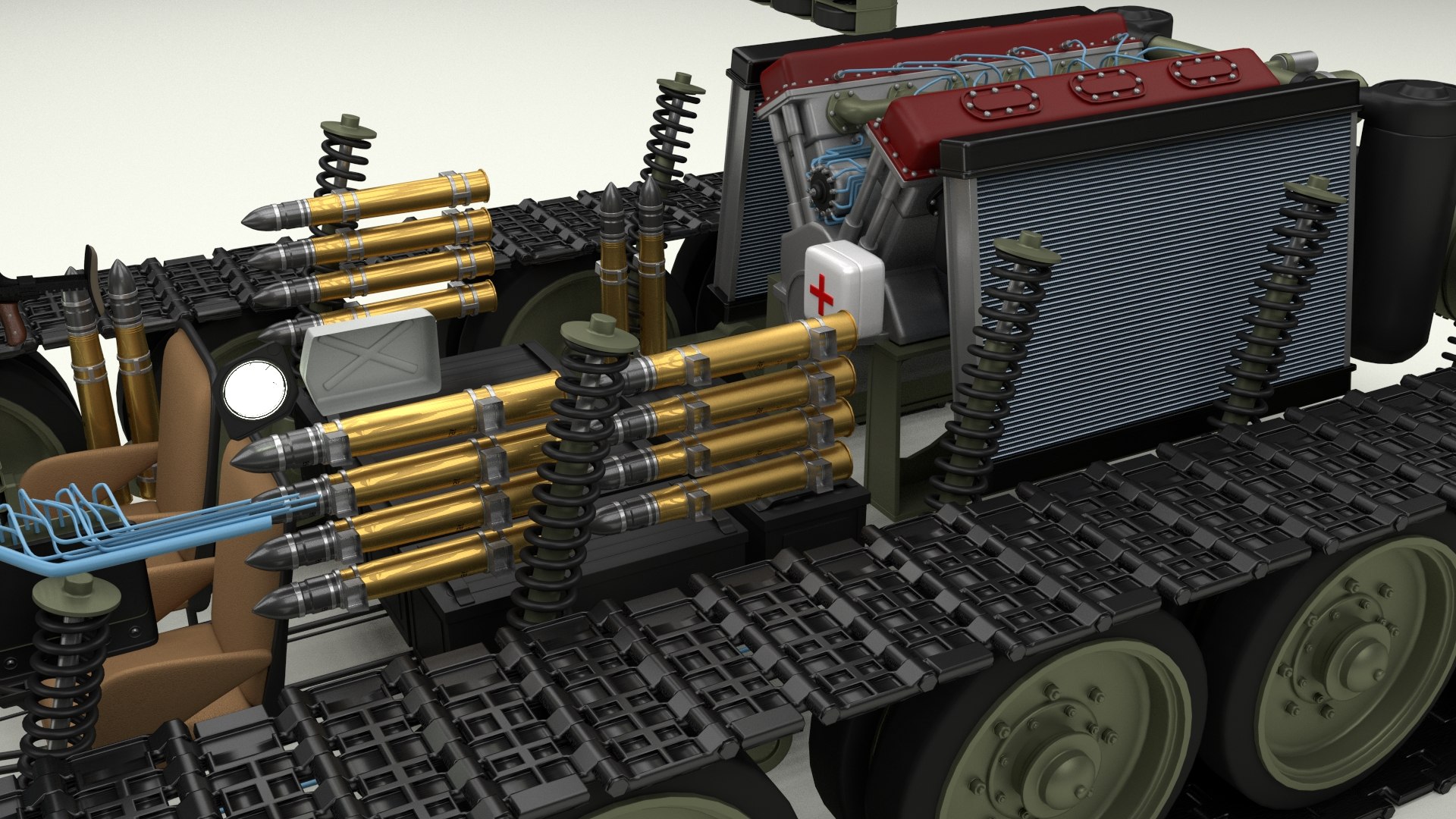 Soviet T-34 Interior Engine 3d Obj