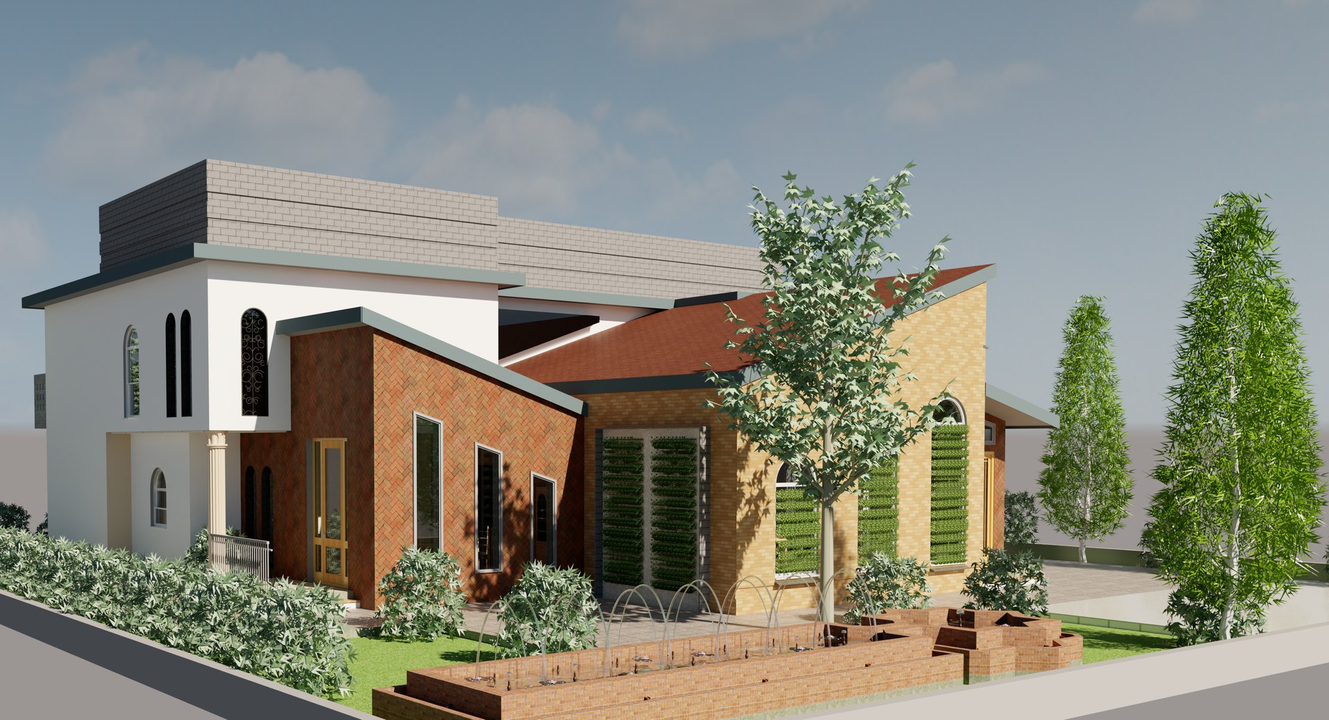 Asymmetrical Roof With Modernictic Spaces Model - TurboSquid 2073335