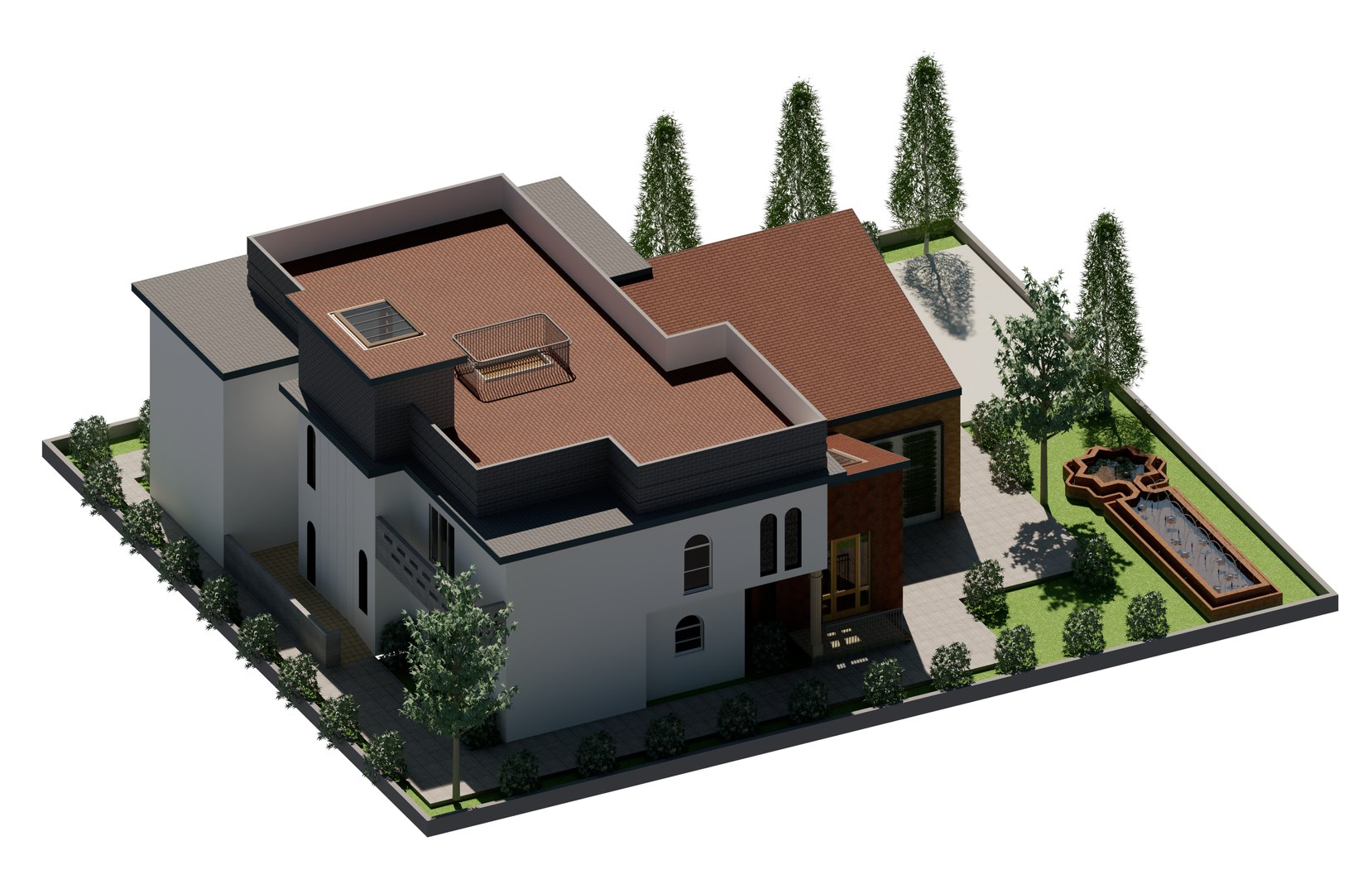 Asymmetrical Roof With Modernictic Spaces Model - TurboSquid 2073335