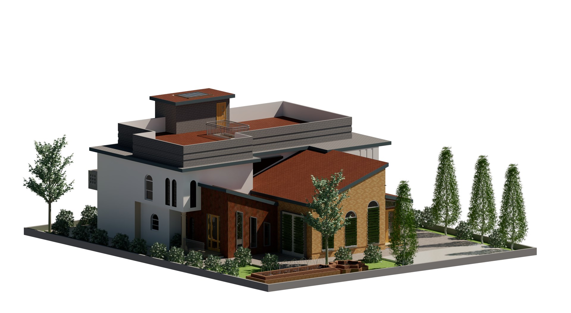 Asymmetrical Roof With Modernictic Spaces Model - TurboSquid 2073335