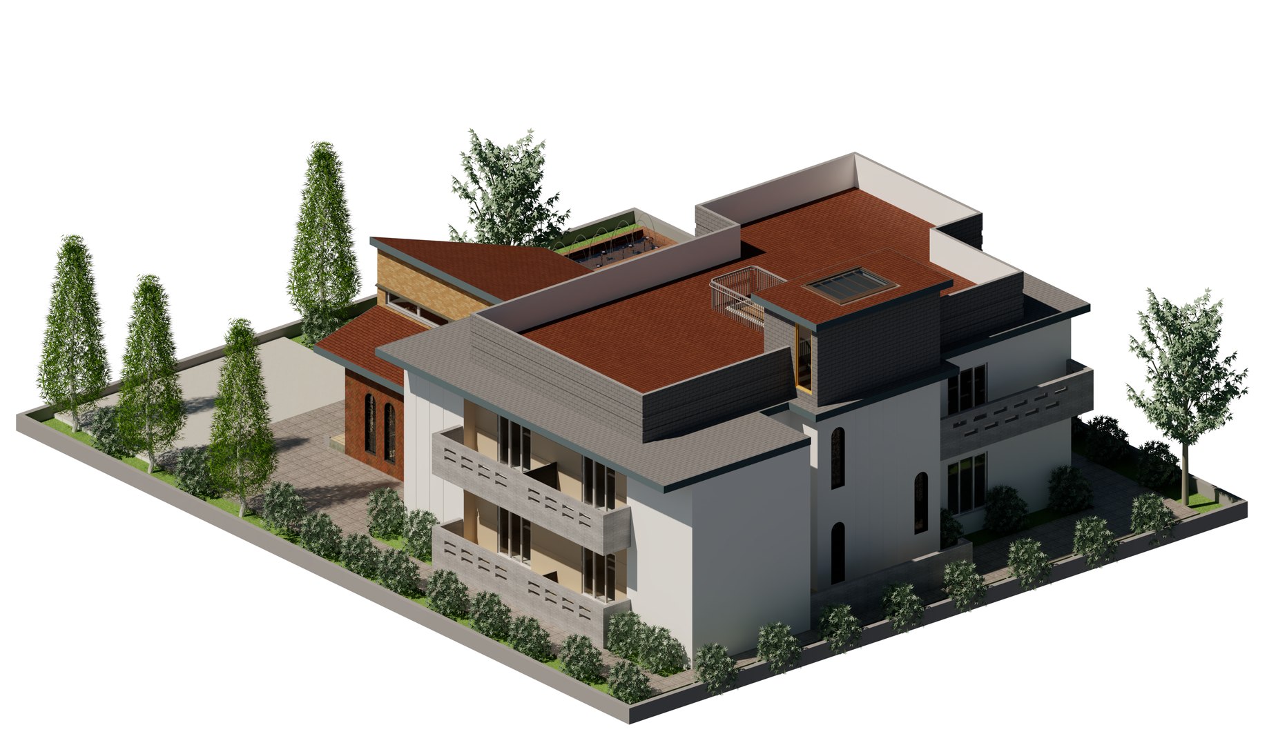Asymmetrical Roof With Modernictic Spaces Model - TurboSquid 2073335