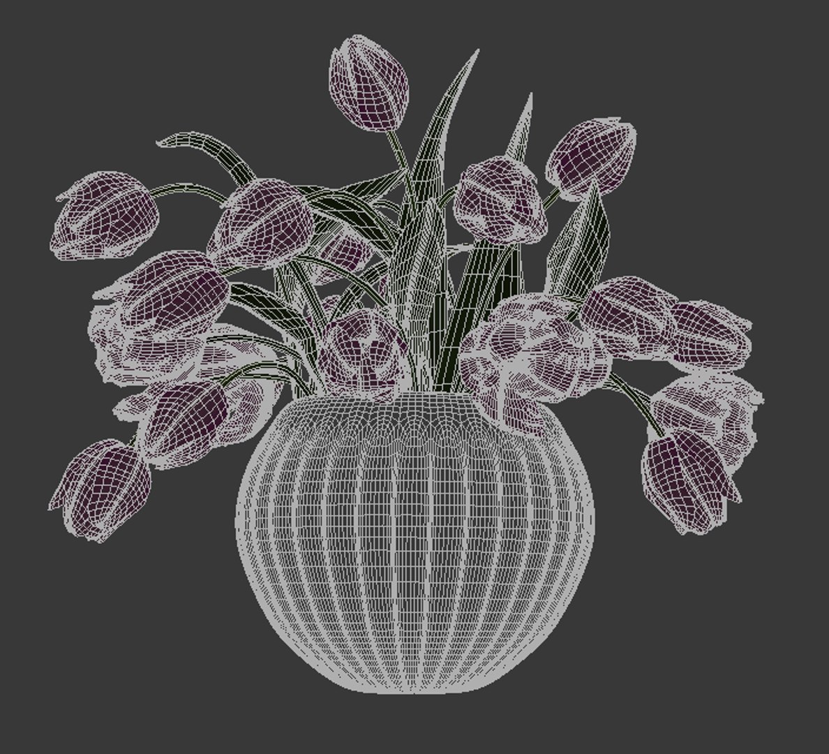 Flowers Vase Tulips 3d Model