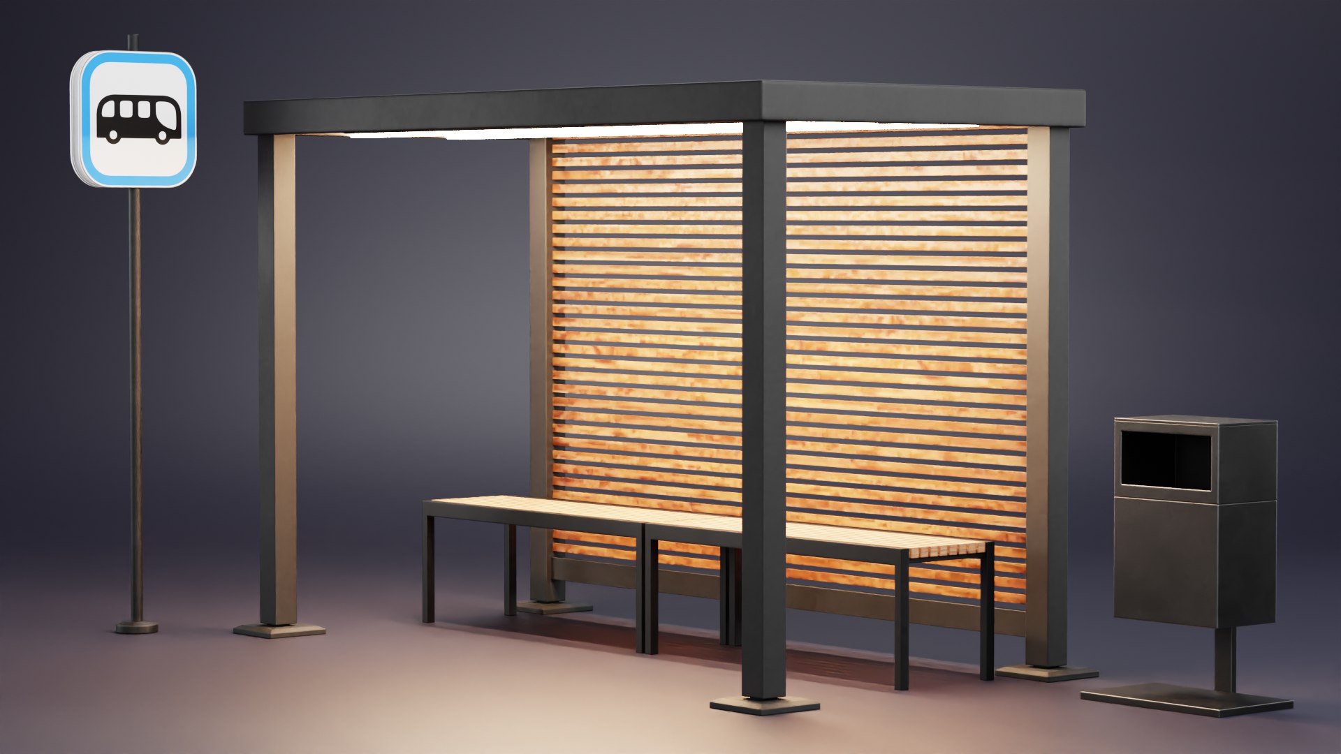 3D model Bus Stop 01 - TurboSquid 2057595