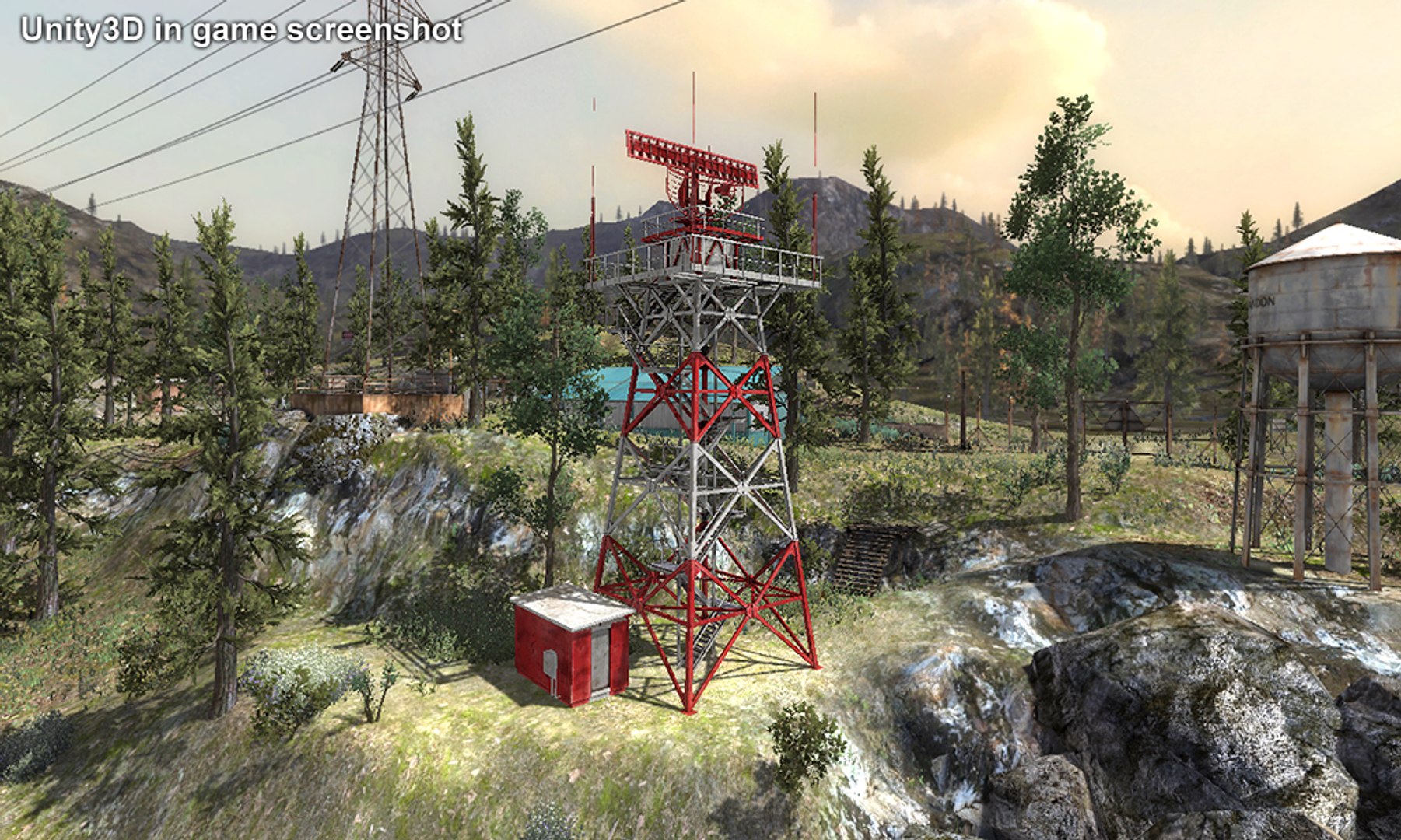 Low-poly Radar Tower 3d Model
