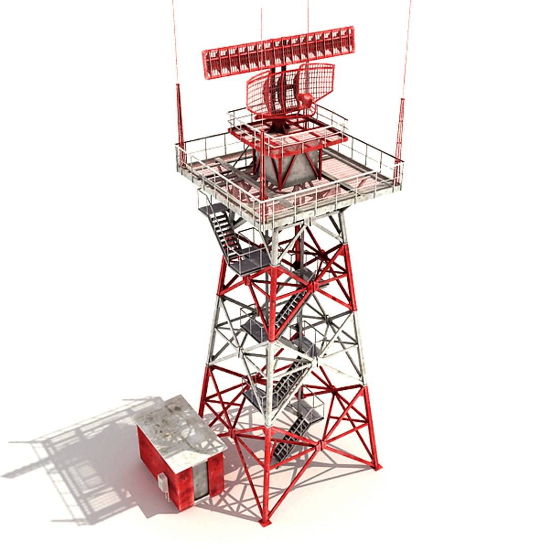Low-poly Radar Tower 3d Model