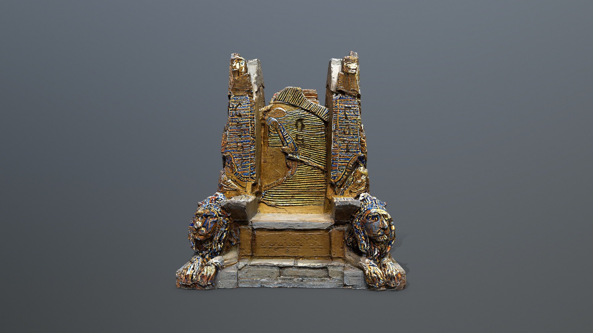 3D Lion Stone Throne Model - TurboSquid 2358764