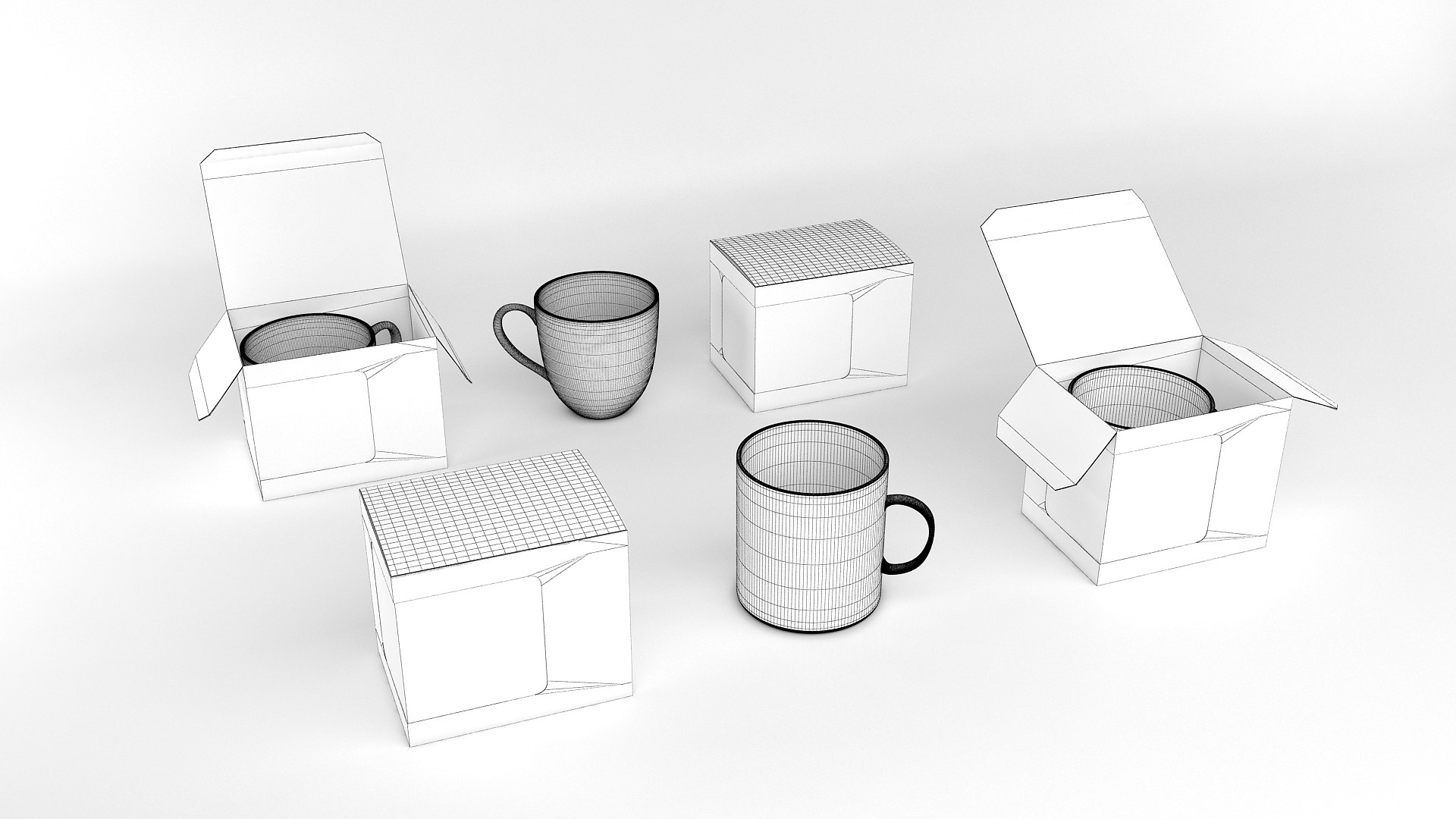 Mugs Set 3D model - TurboSquid 1789415