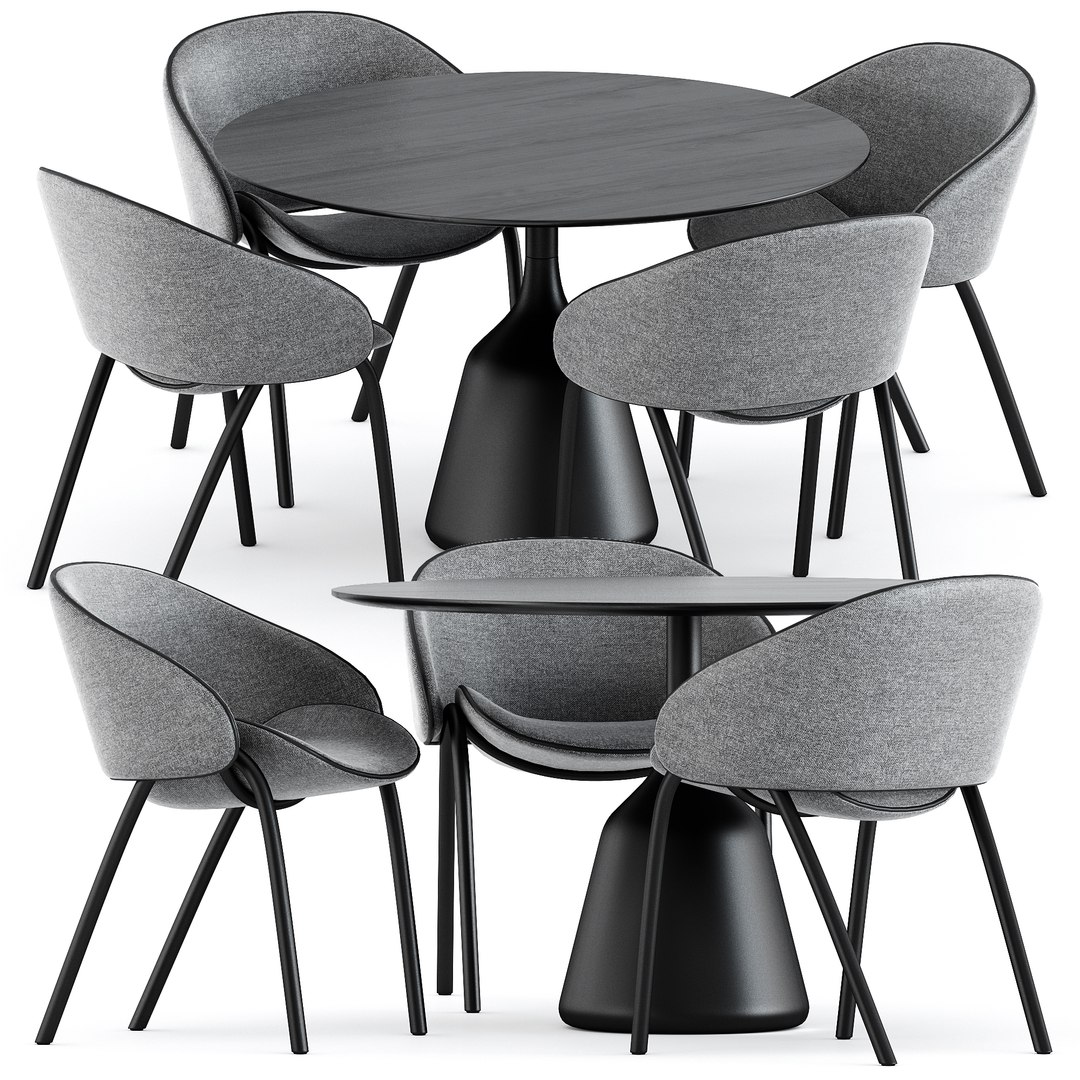 Folium Dining Chairs And Coin Table Model - TurboSquid 1997173
