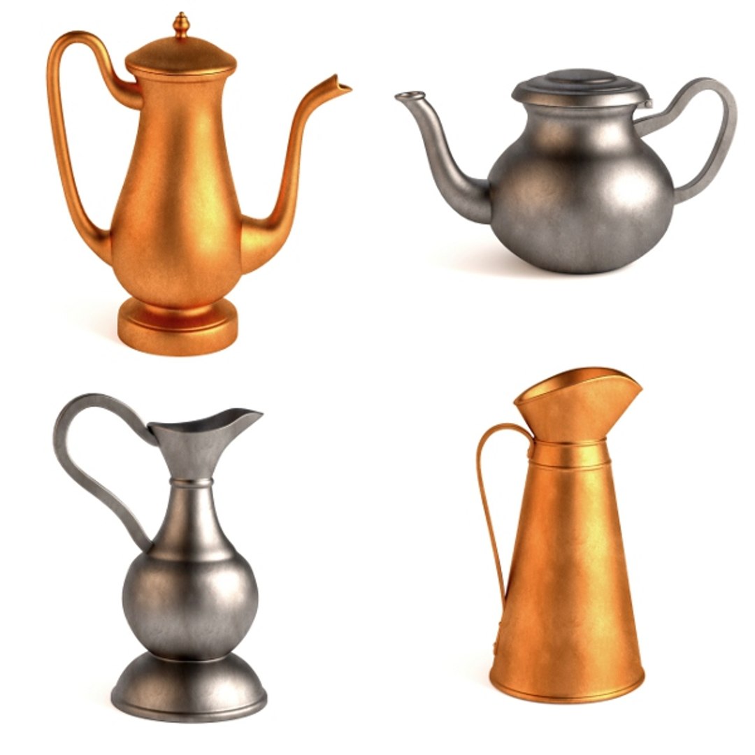 antique teapots 3d model