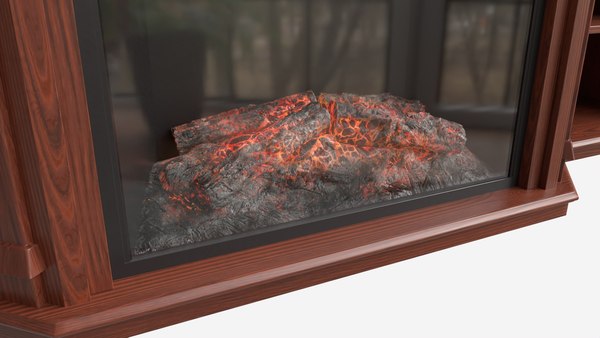 Electric Media Fireplace Wood Valmont model - TurboSquid 2015292