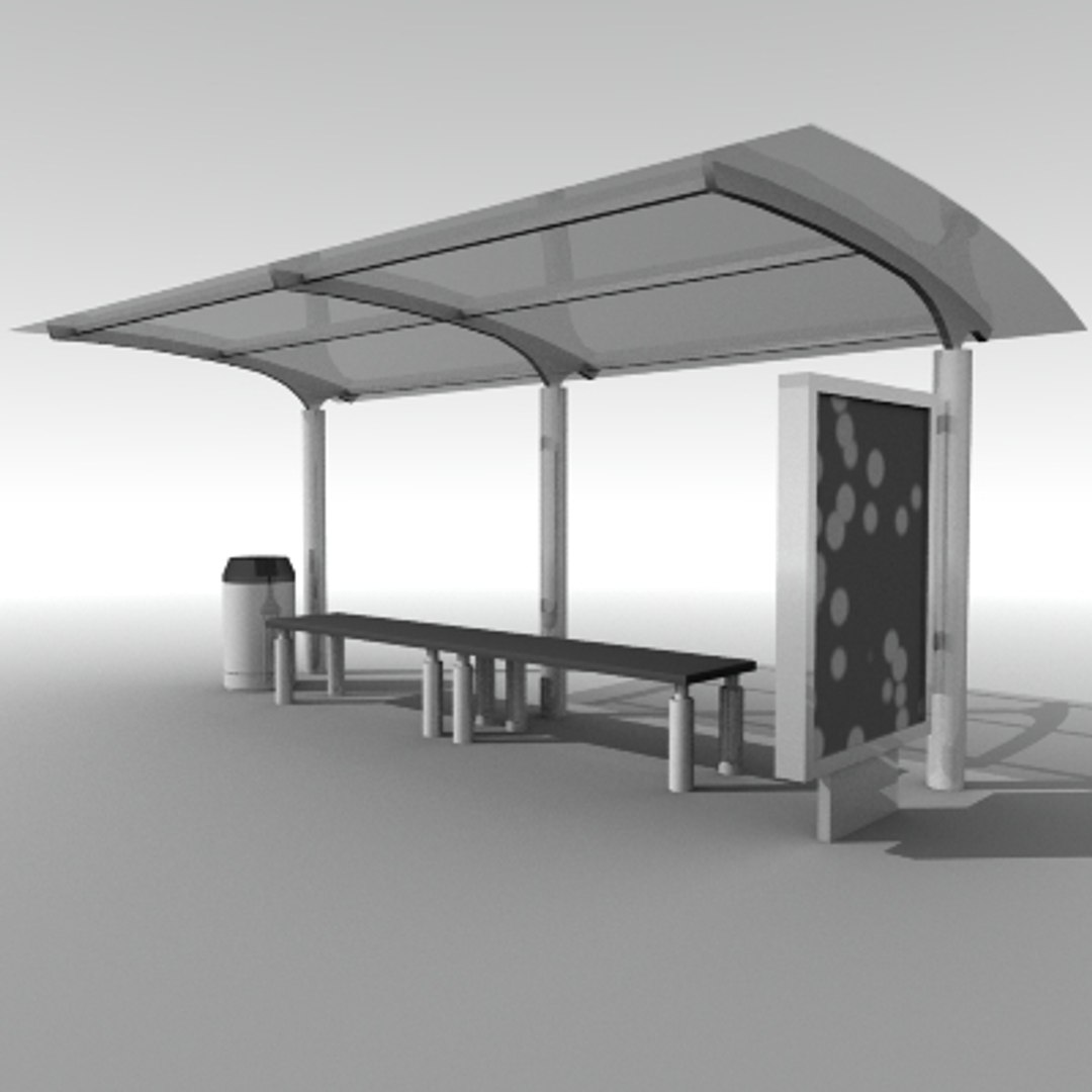 3d Bus Stop Street City Model