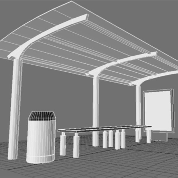3d bus stop street city model