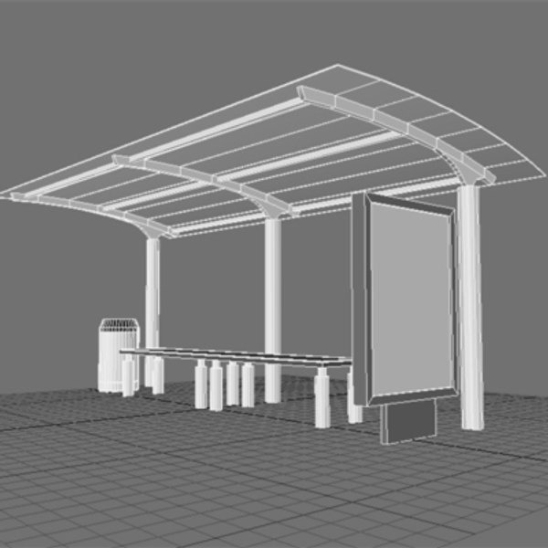 3d bus stop street city model
