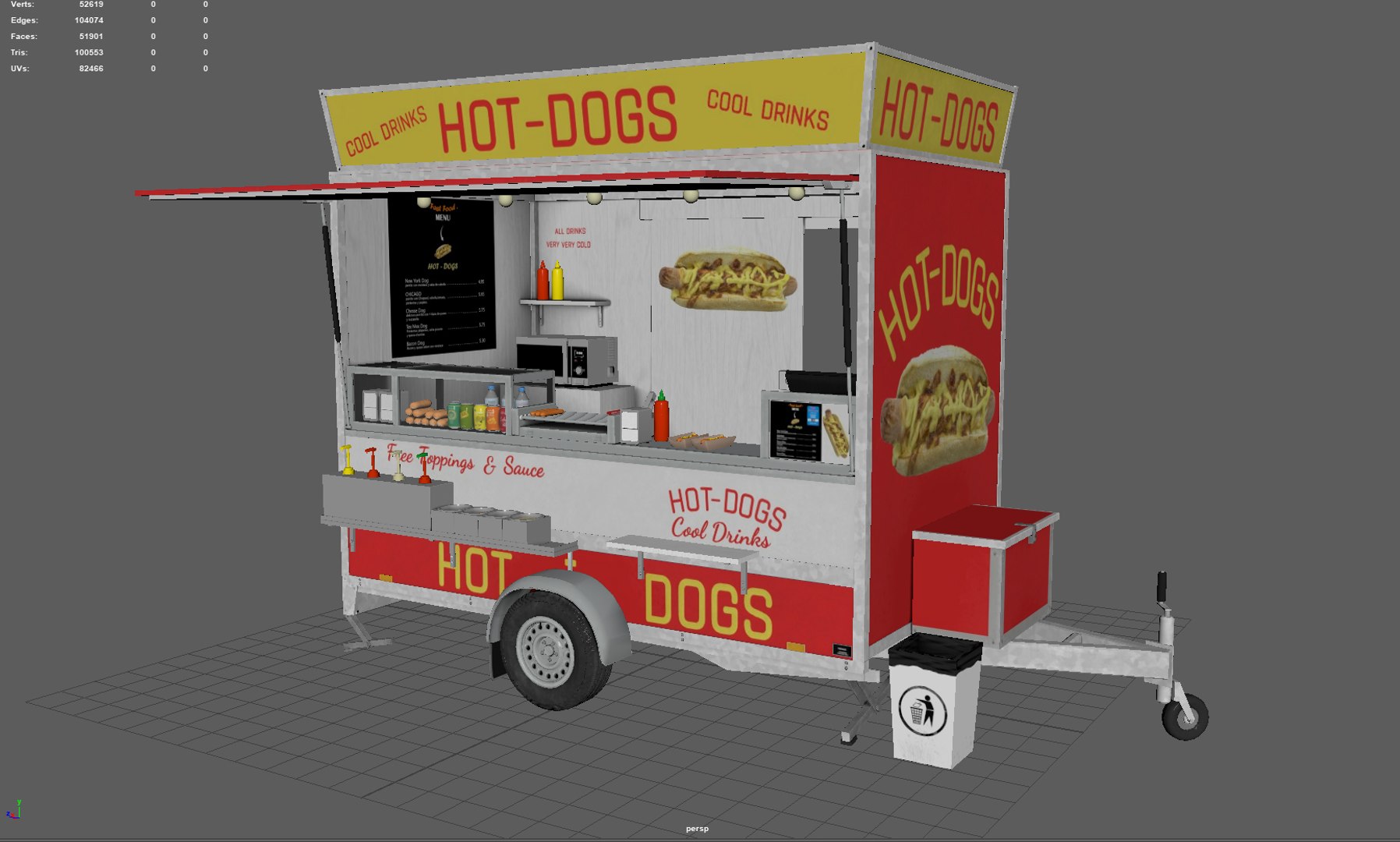 Hot Dog Stand 3D - TurboSquid 1825032