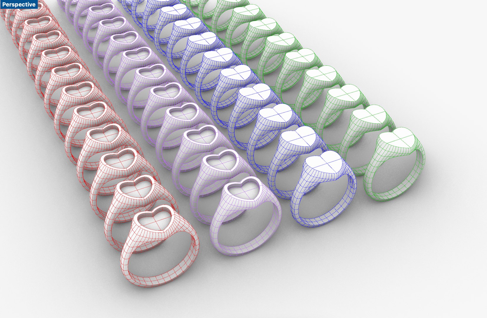 Heart-top Signet Rings 100 Items N12 3D Model - TurboSquid 2310580