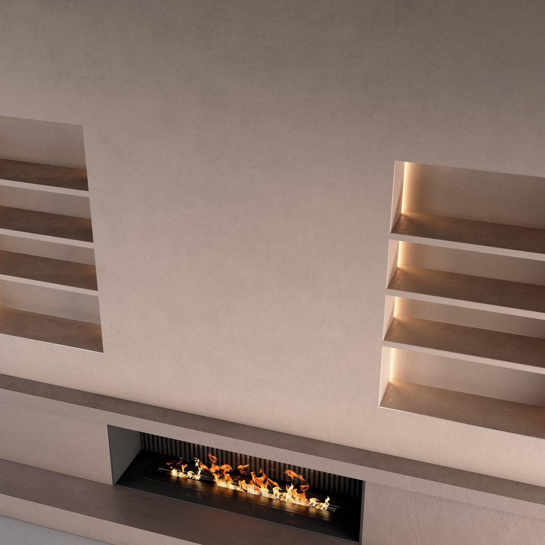 3D Decorated Wall With Fireplace - 4 Model - TurboSquid 2041363