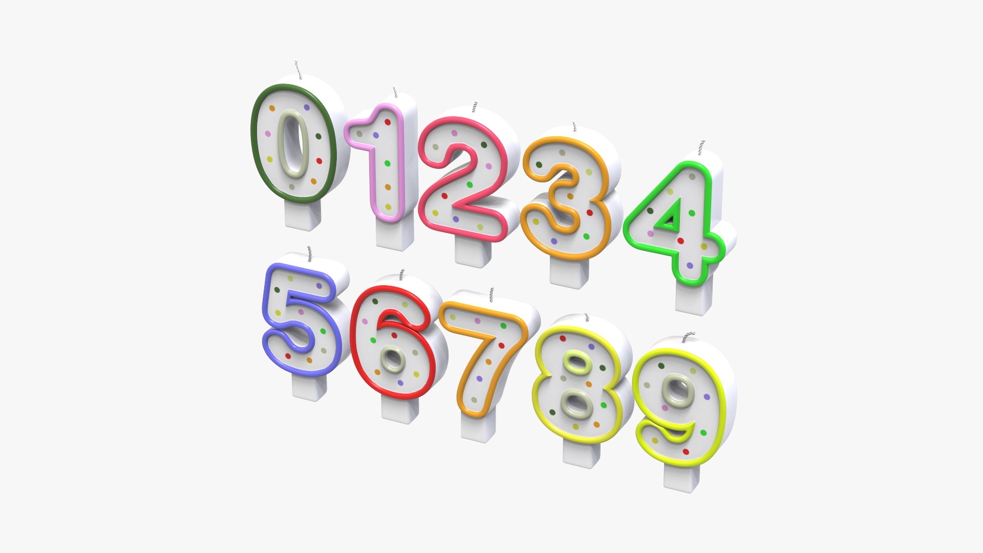 Candle Numbers Colored 3D Model - TurboSquid 1659239