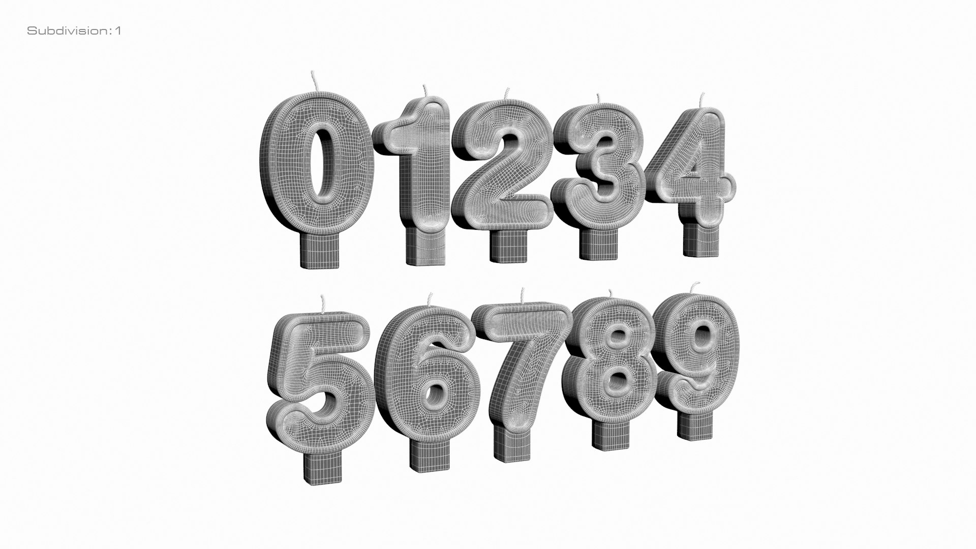 Candle Numbers Colored 3D Model - TurboSquid 1659239