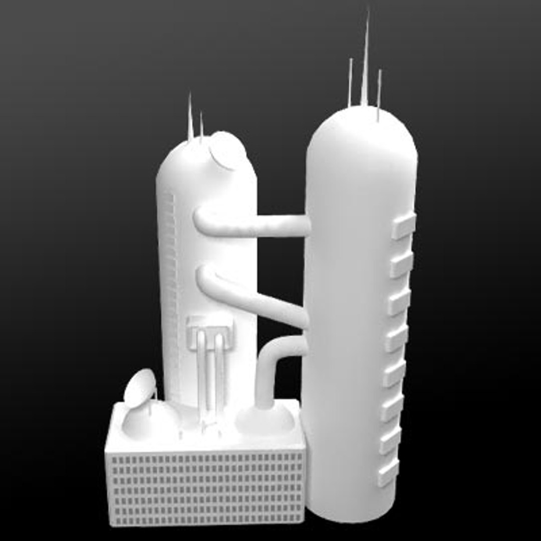 3d 3ds Factory Buildings Low-poly