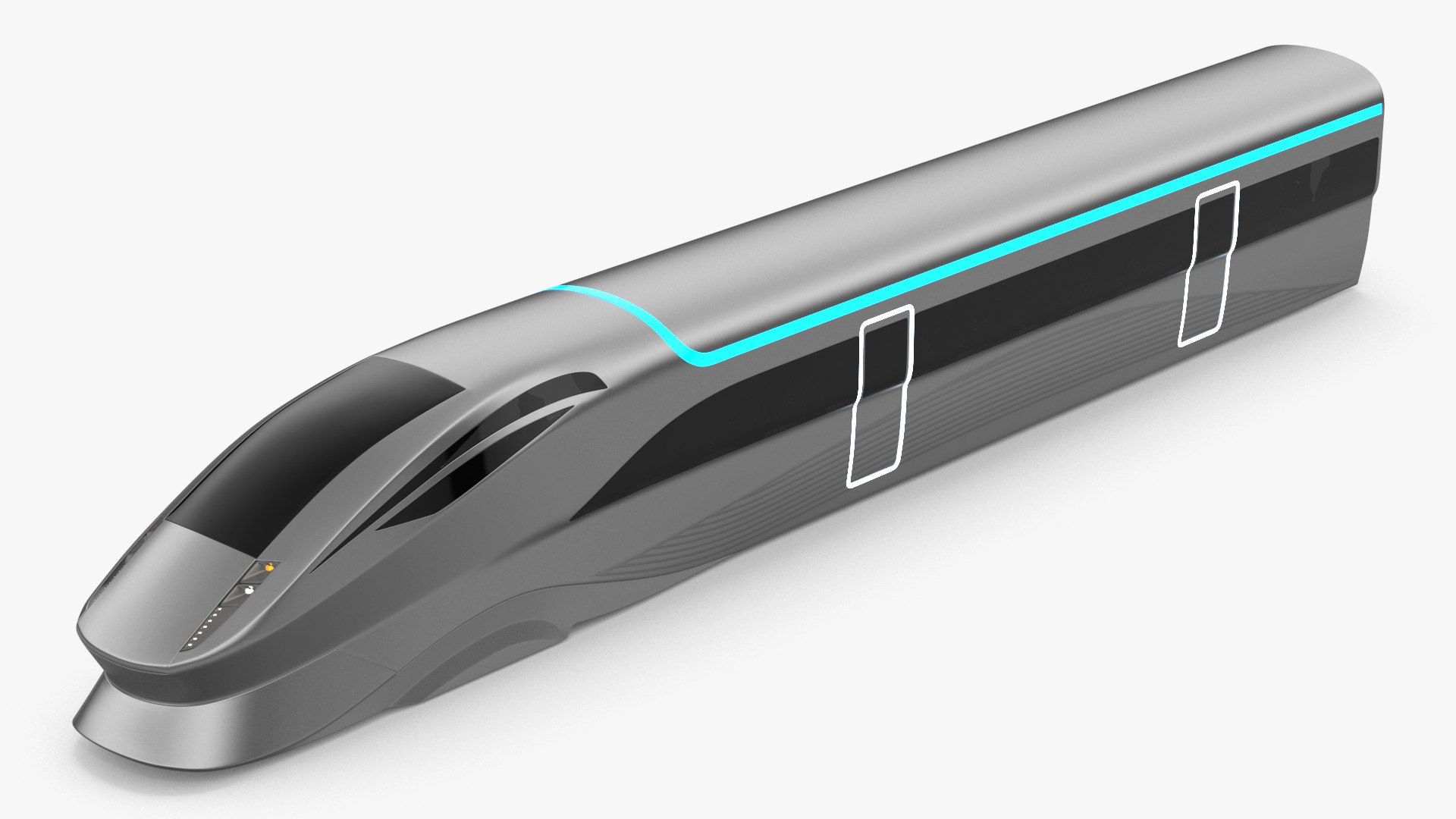 3D Futuristic Train With Cars Silver Model - TurboSquid 2261369