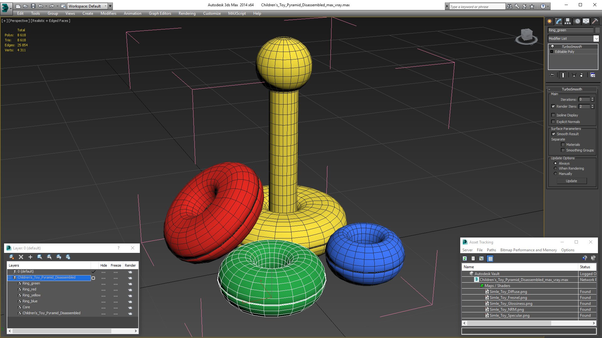 3D Model Childrens Toy Pyramid Disassembled - TurboSquid 2019686