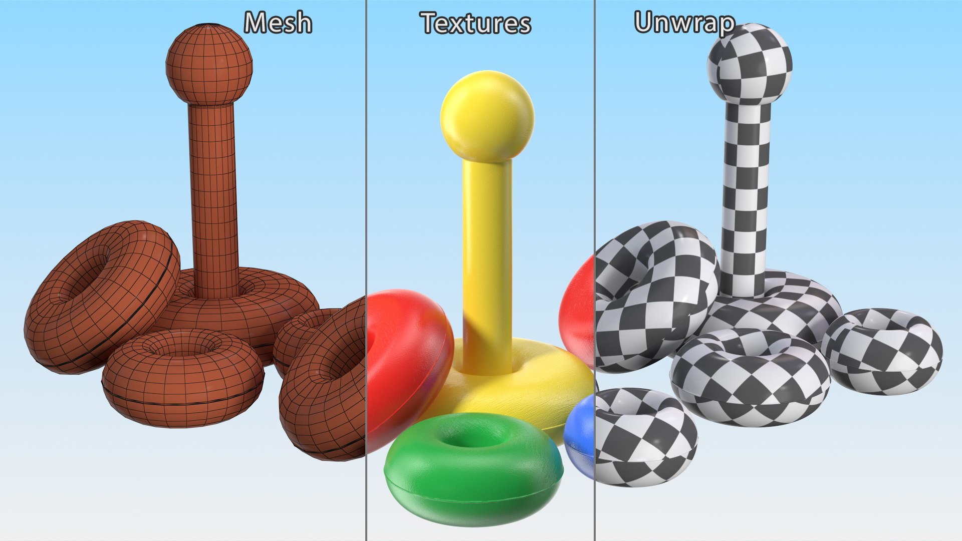 3D Model Childrens Toy Pyramid Disassembled - TurboSquid 2019686