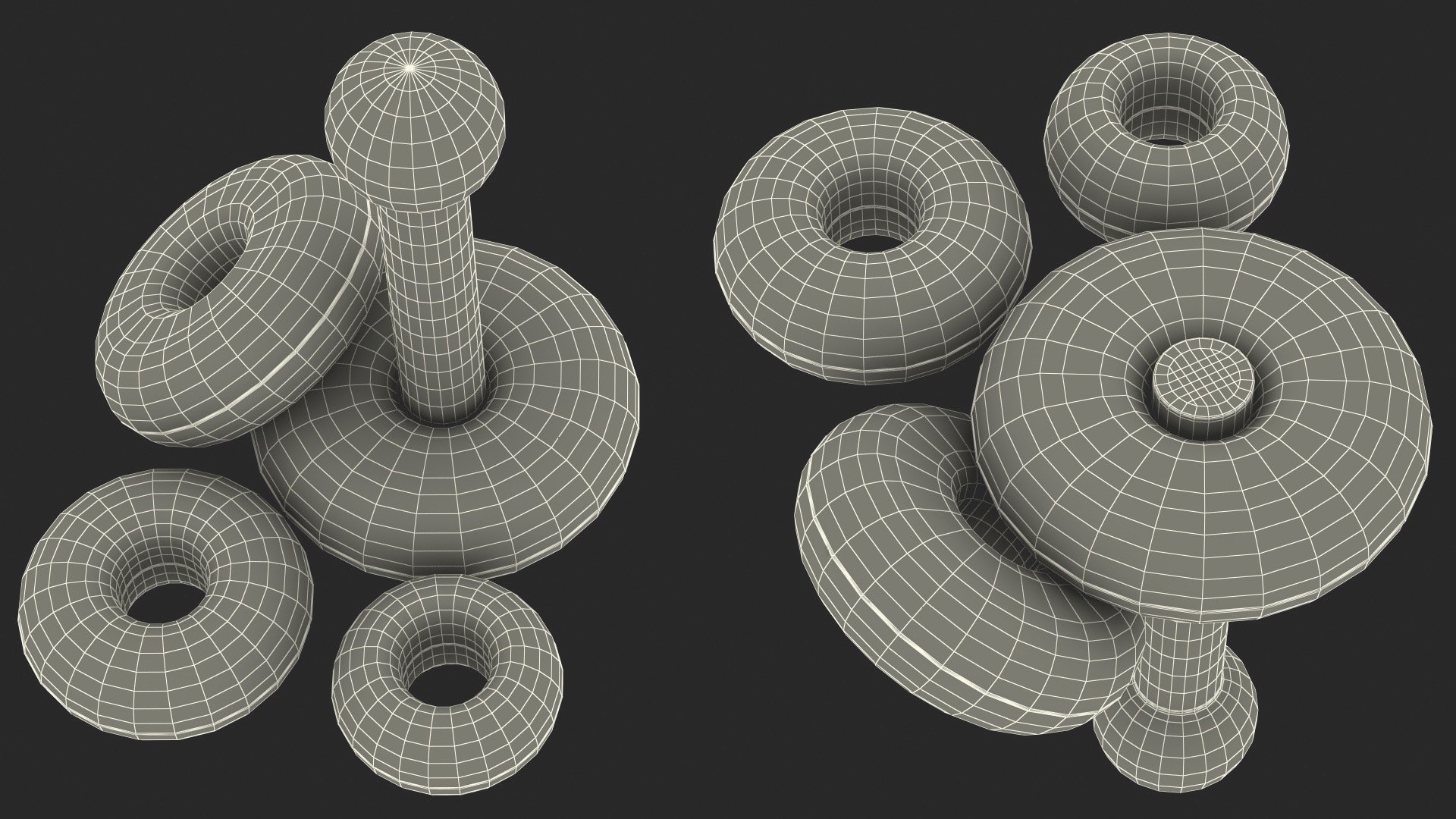 3D Model Childrens Toy Pyramid Disassembled - TurboSquid 2019686