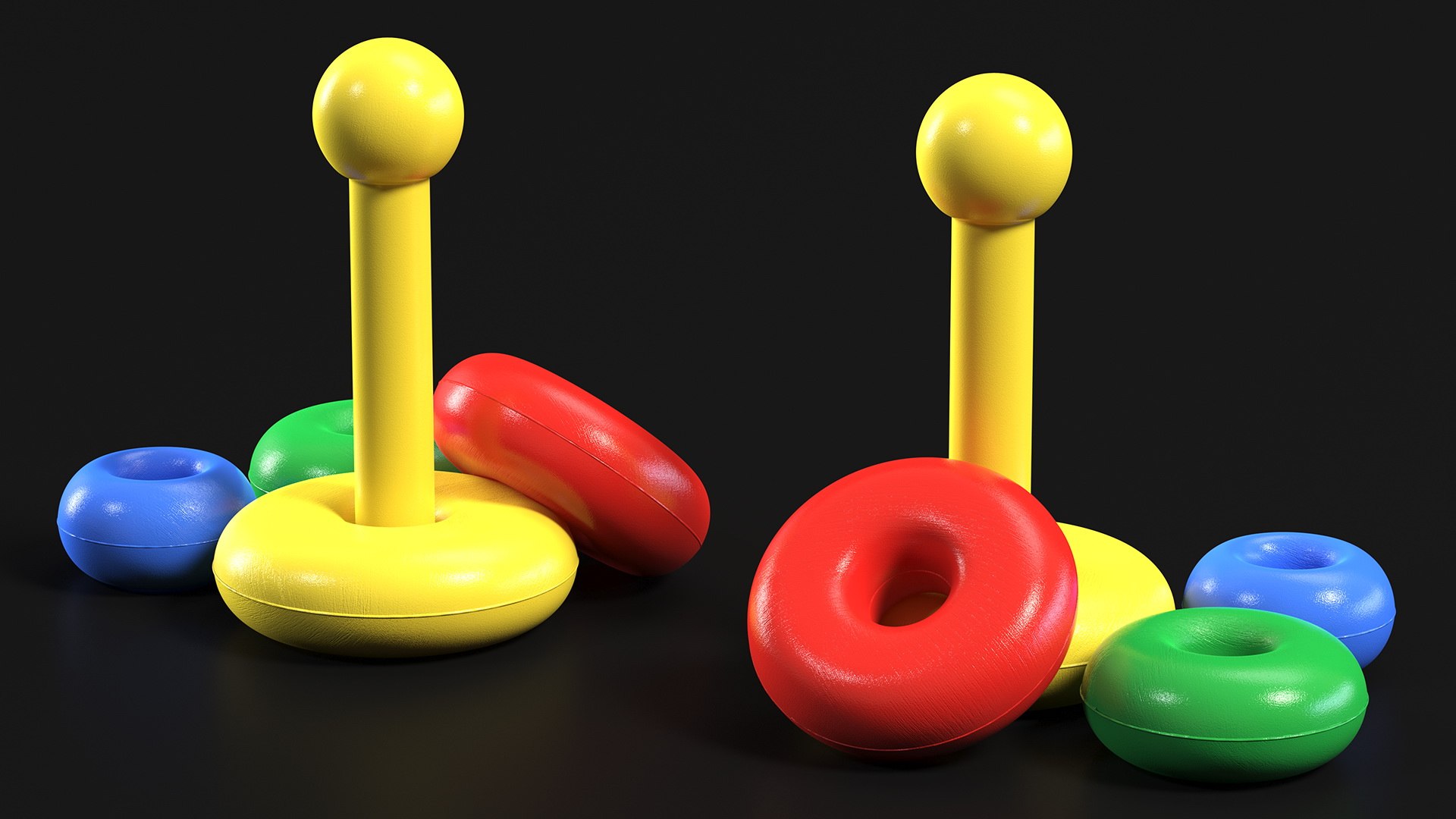 3D Model Childrens Toy Pyramid Disassembled - TurboSquid 2019686